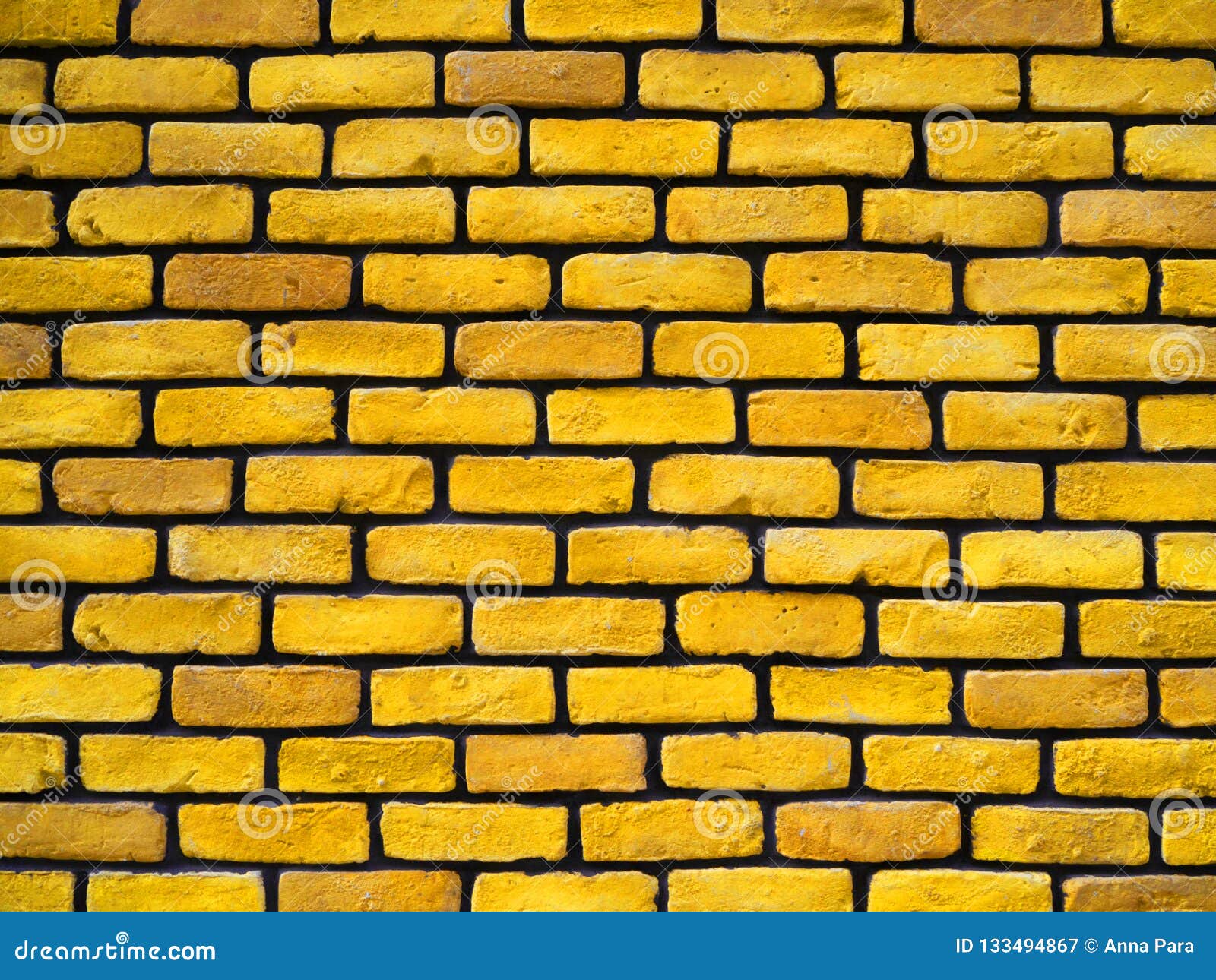 Yellow Brick with Black Mortar. Stock Image - Image of textured ...