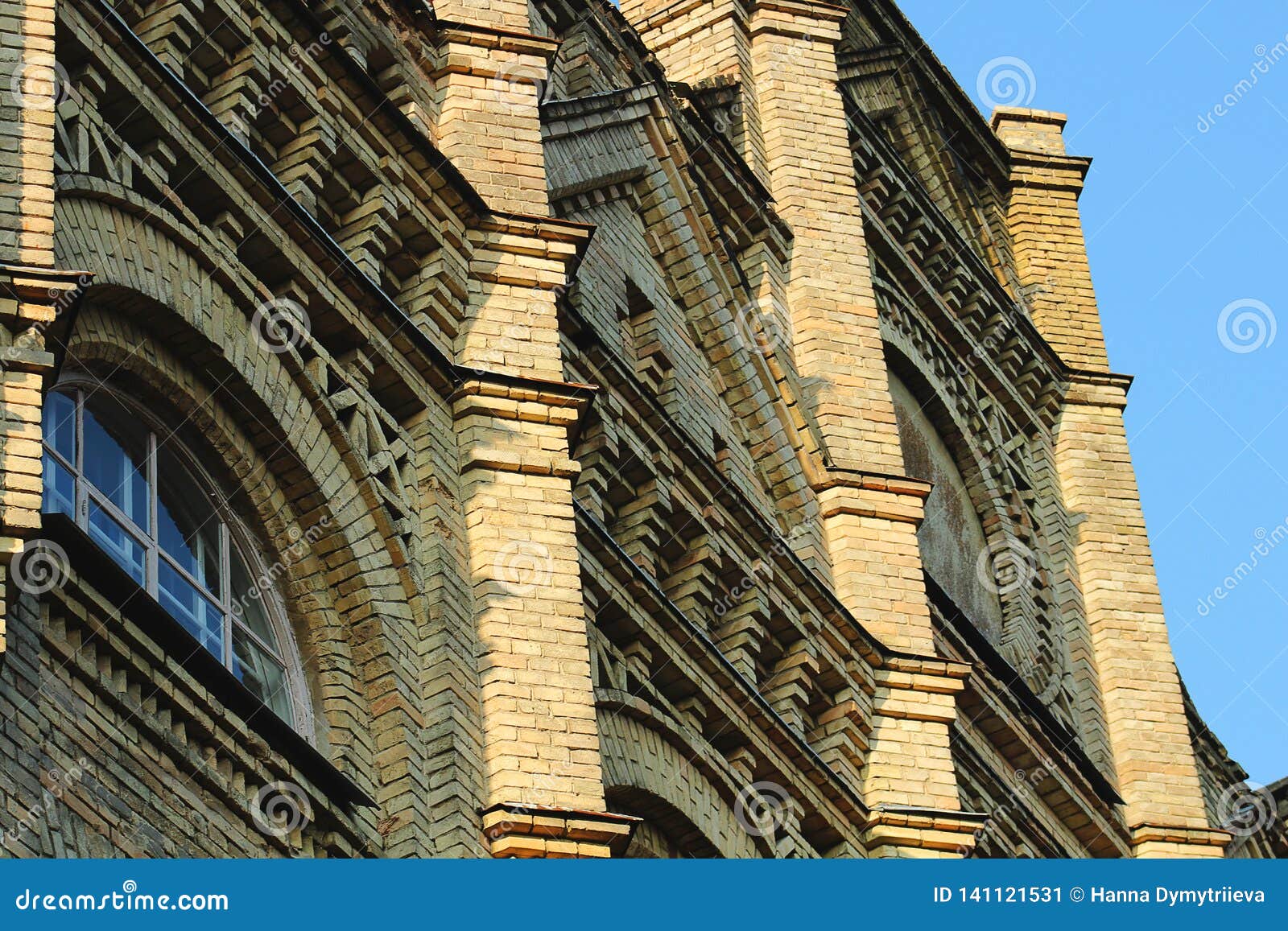 Yellow Brick University Building Windows Stock Image - Image of castle ...