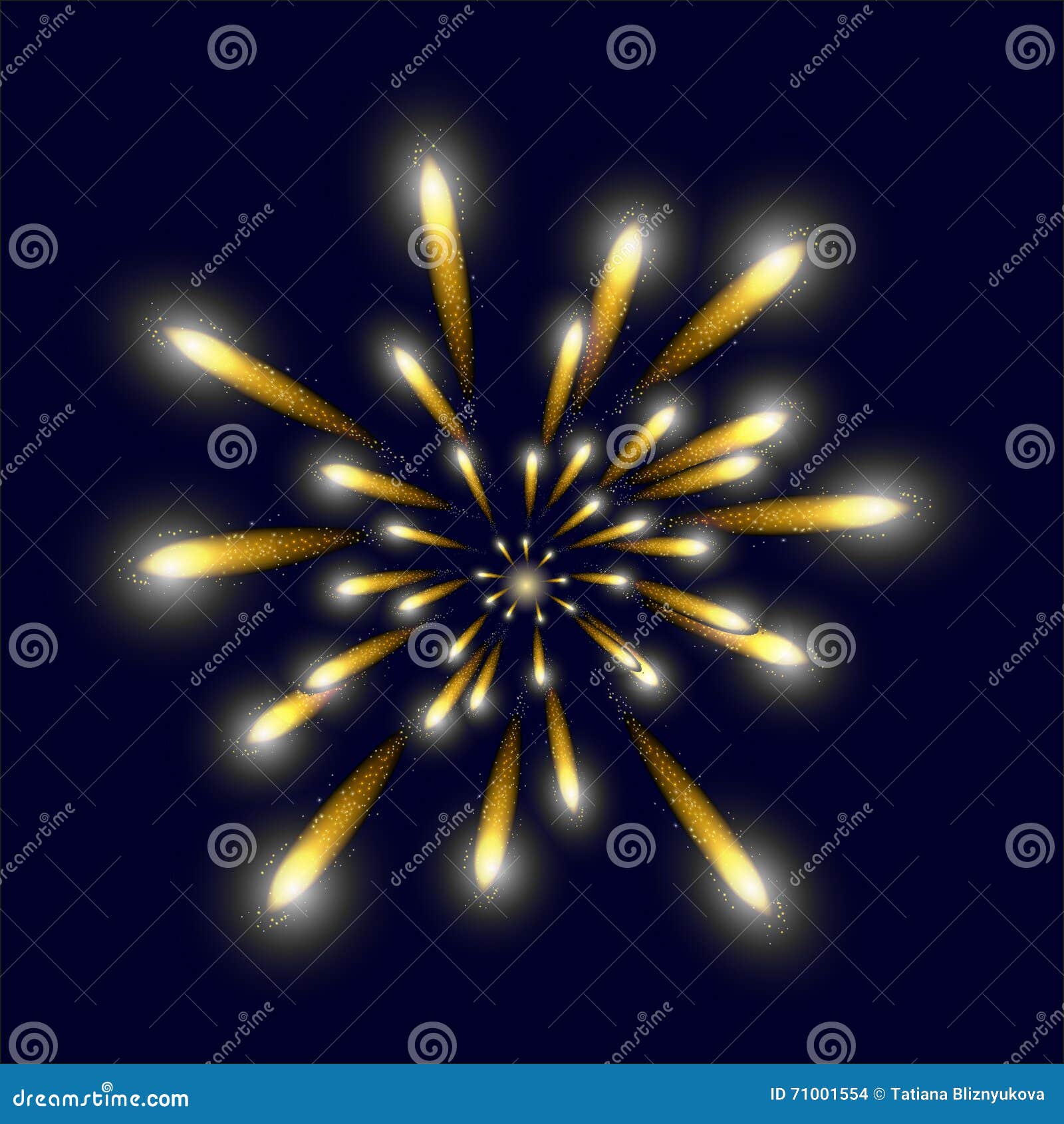 Yellow Bright Firework in the Sky. Stock Illustration - Illustration of ...