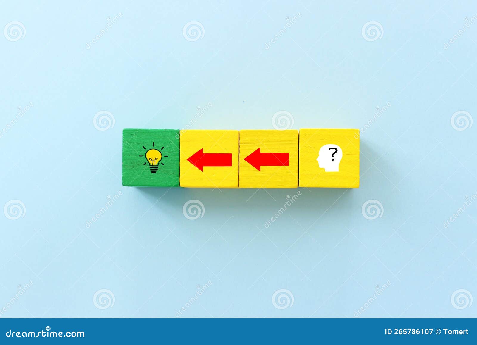 Yellow Bright Light Bulb and Question Mark Over Blue Background Stock ...
