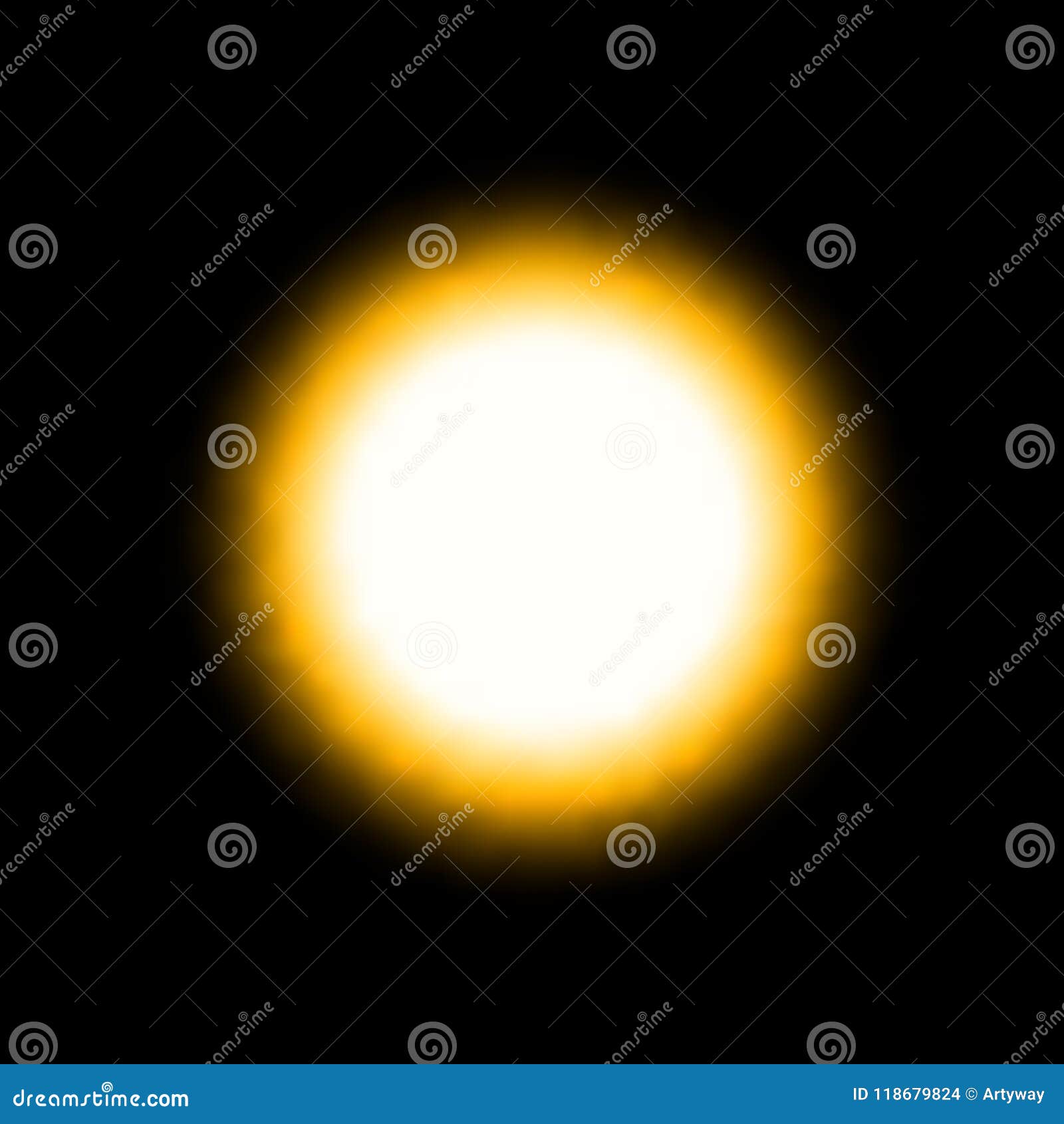 Yellow Bright Light Sphere. Sun Eclipse Begin. Vector Illustration on ...