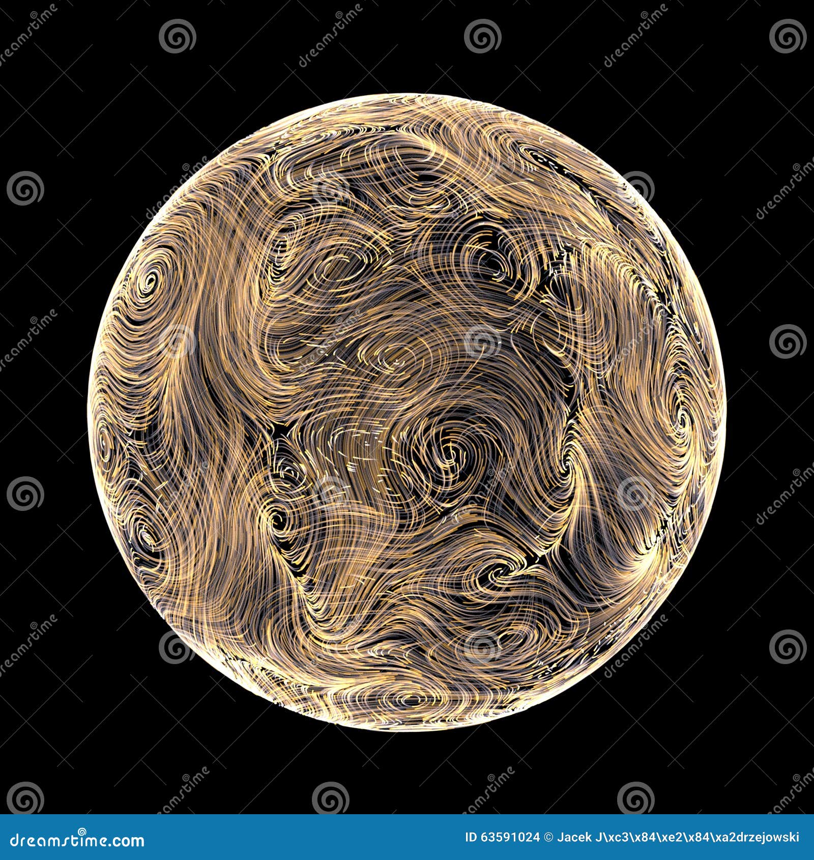 Yellow Bright Plasma Sphere Abstract Background on Black Stock ...