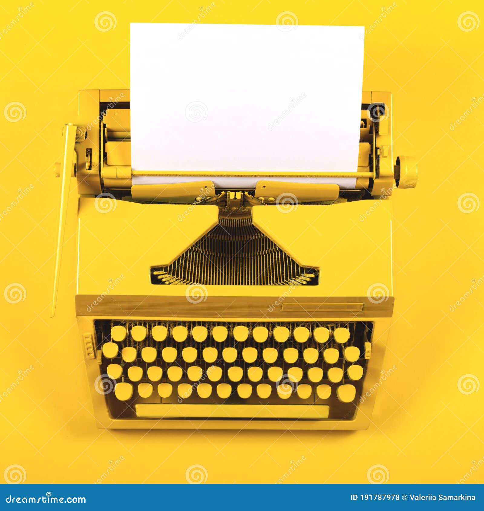 Yellow Bright Typewriter on a Yellow Background. Creativity Concept ...