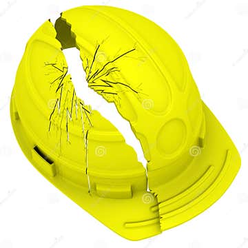Yellow Broken Hard Hat. Isolated Stock Illustration - Illustration of ...