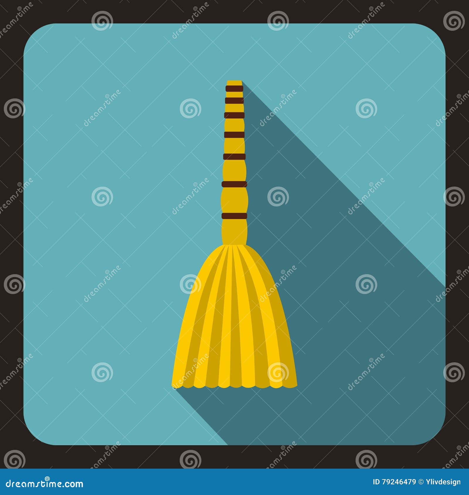 Yellow Broom Icon, Flat Style Stock Vector - Illustration of bristle ...