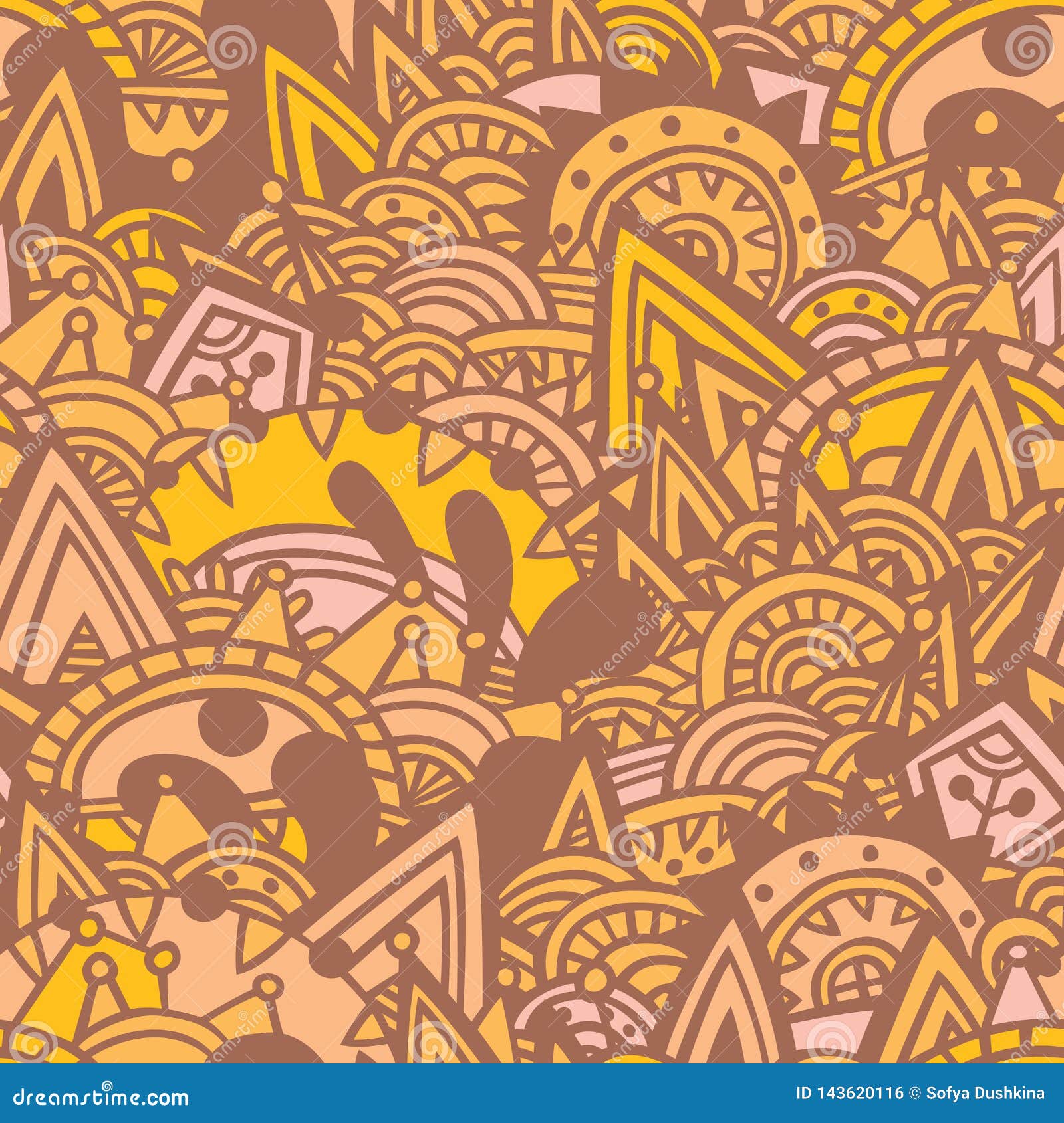Yellow, Brown Aztec Seamless Pattern. Vector Ornament Stock Vector ...