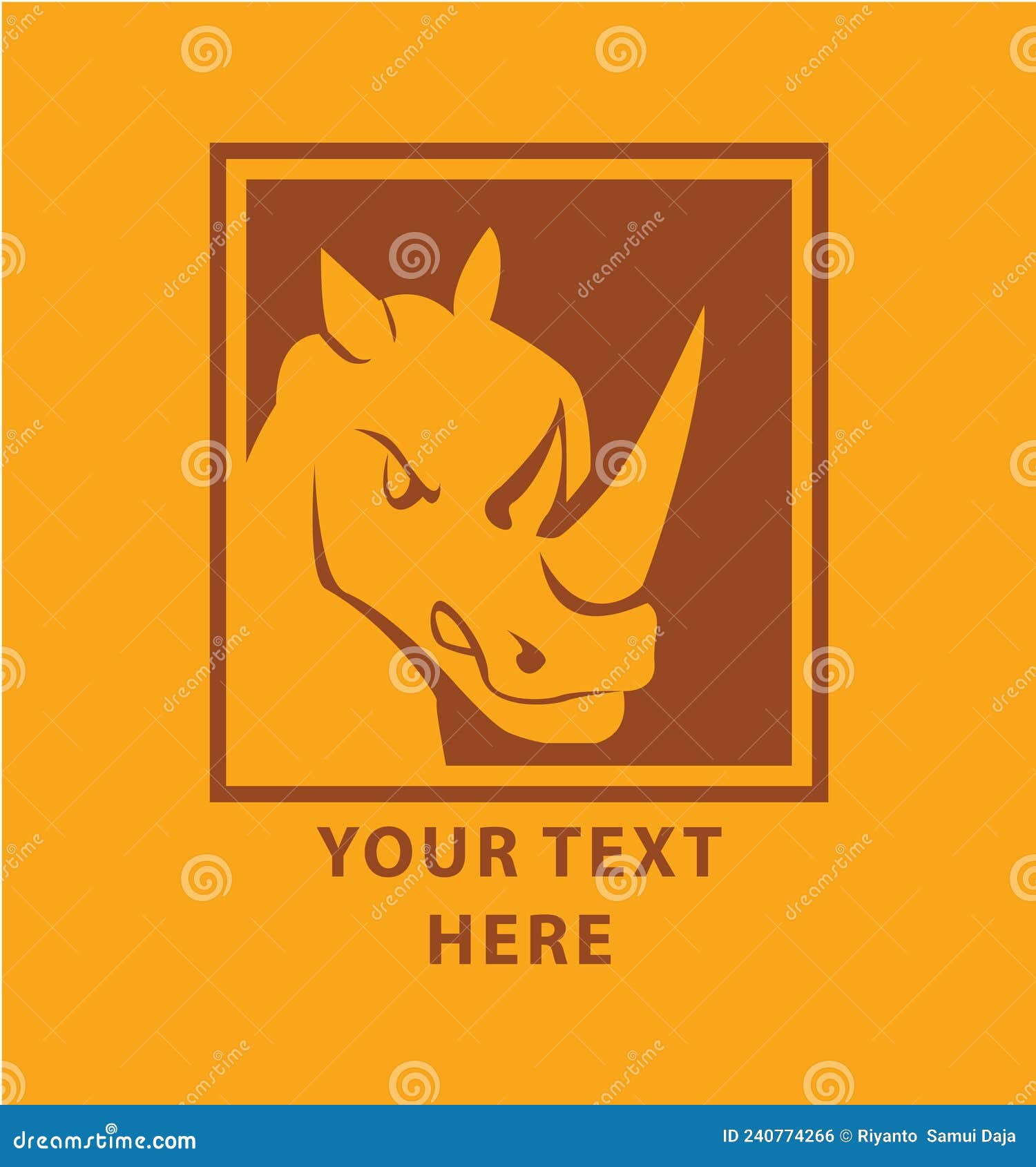 Yellow and Brown Rhino Symbol with Text Illustration Design Stock ...