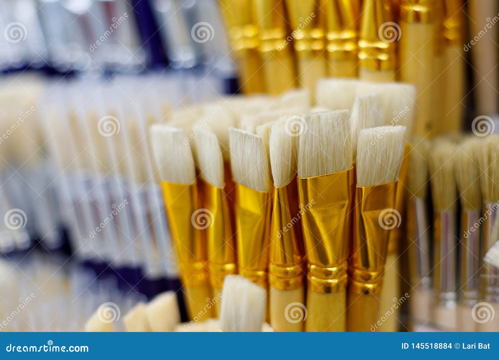 Yellow Brushes for Artwork in the Store Stock Photo - Image of supplies ...