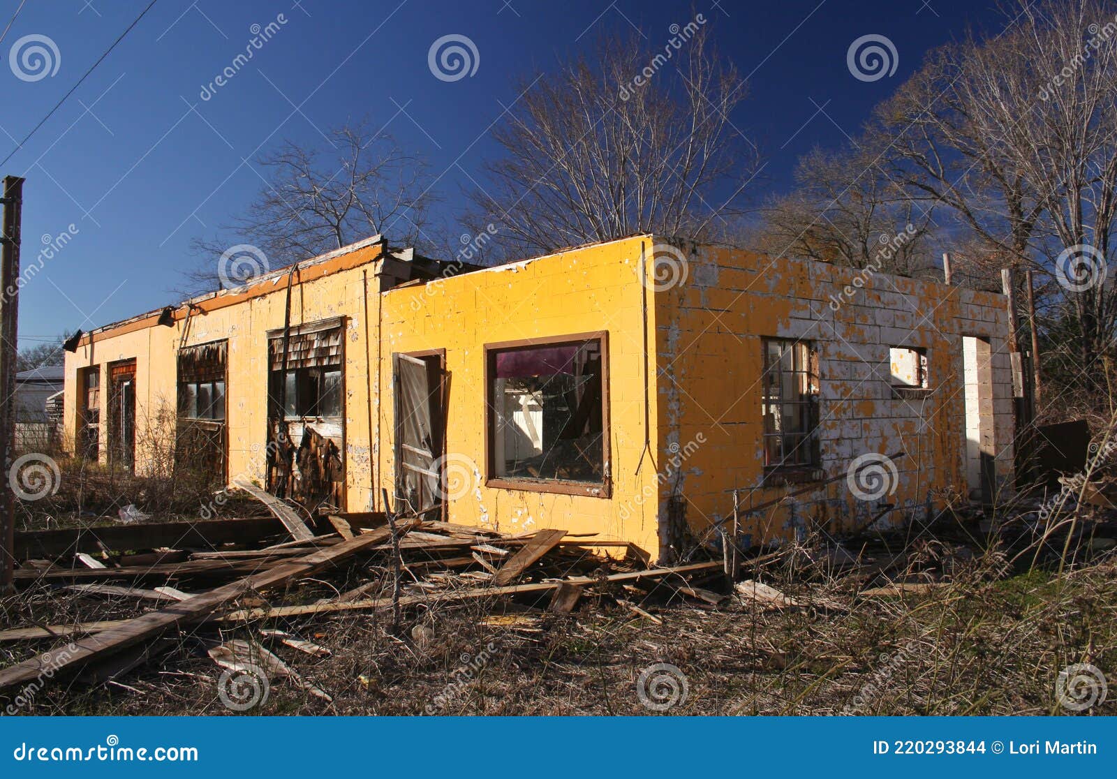 Yellow Building Destroyed by Fire Old Cafe Stock Photo - Image of ...