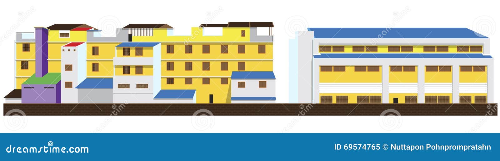 Yellow building stock vector. Illustration of building - 69574765