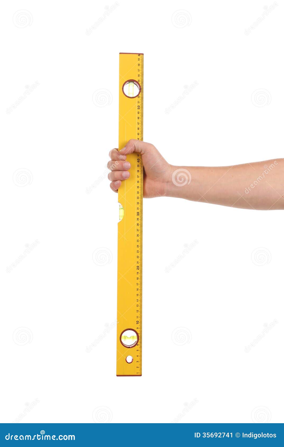 Yellow Building Level in Hand. Stock Image - Image of renovation ...