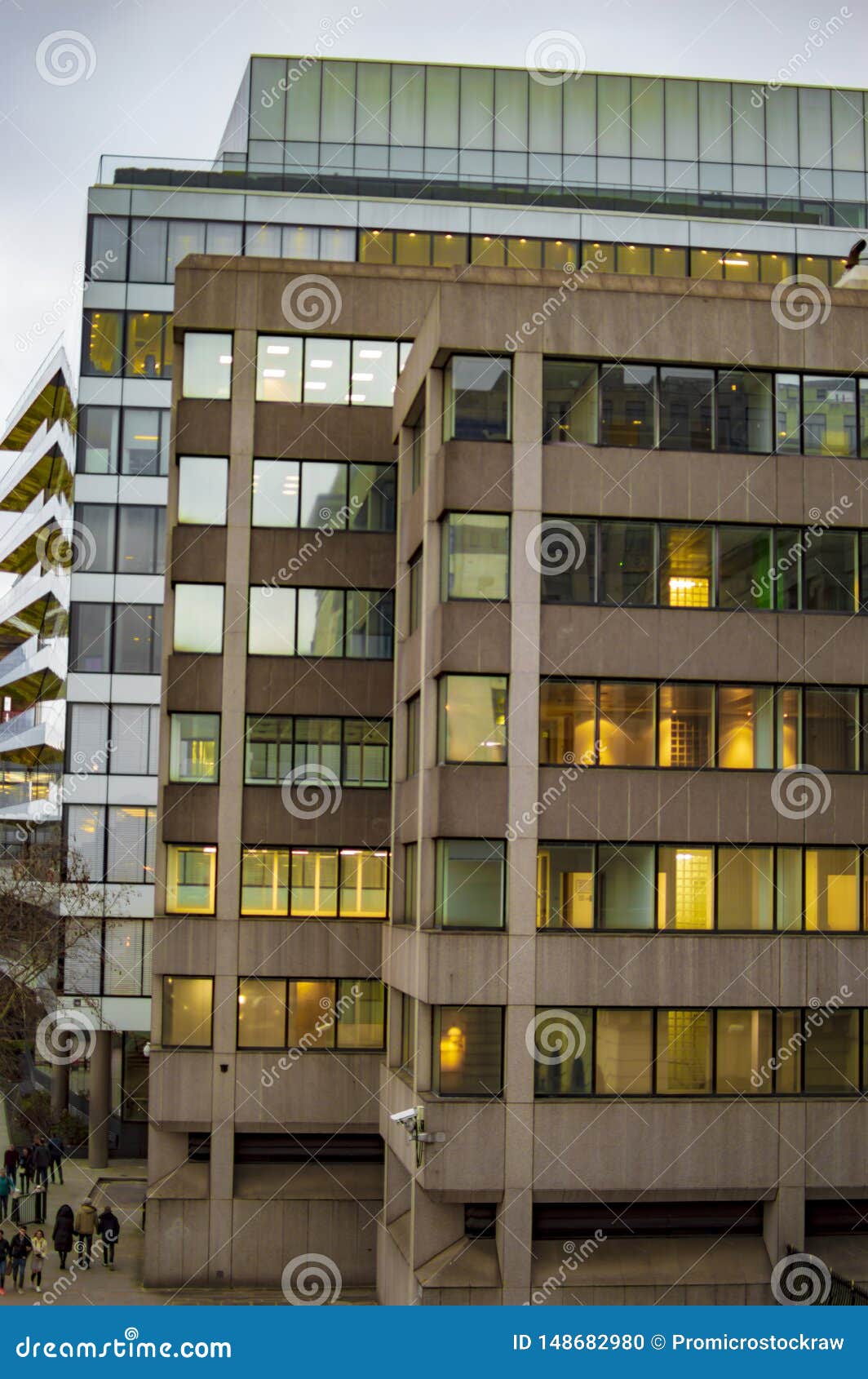 The Yellow Building with Lights in London with Lights Stock Photo ...