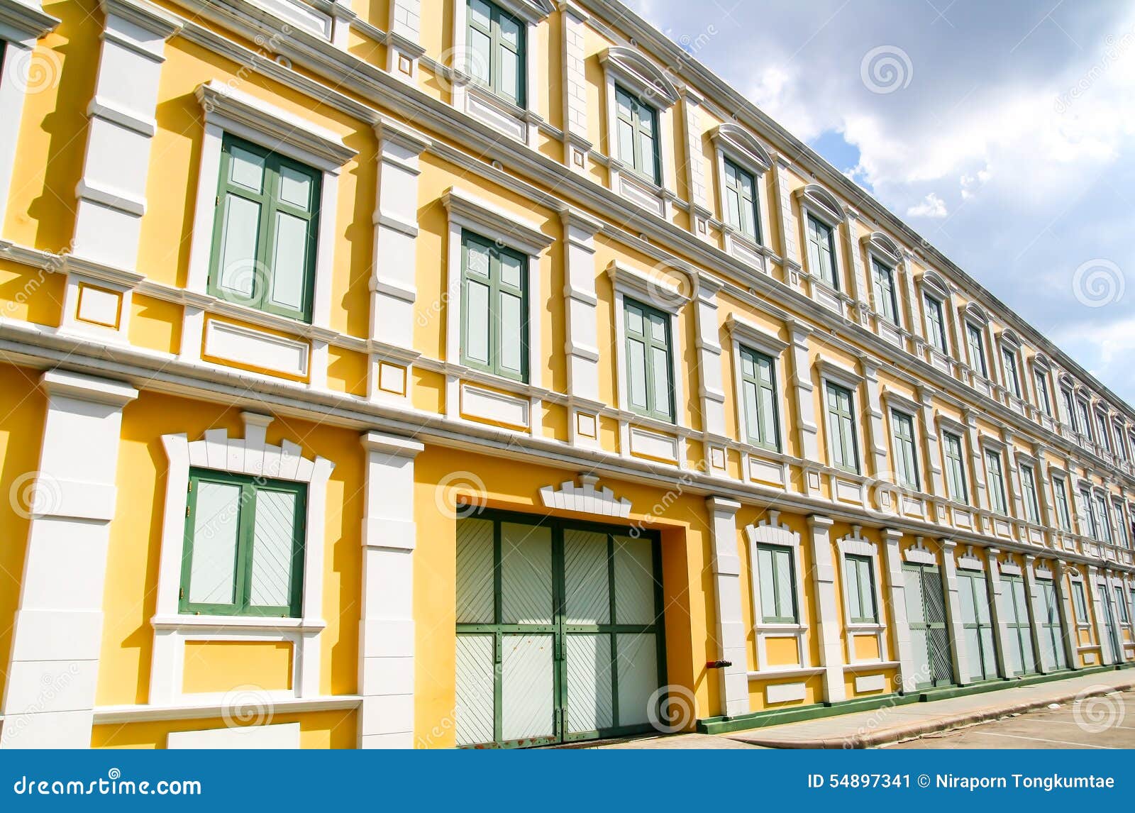Yellow Building with Many Windows Stock Image - Image of thailand ...