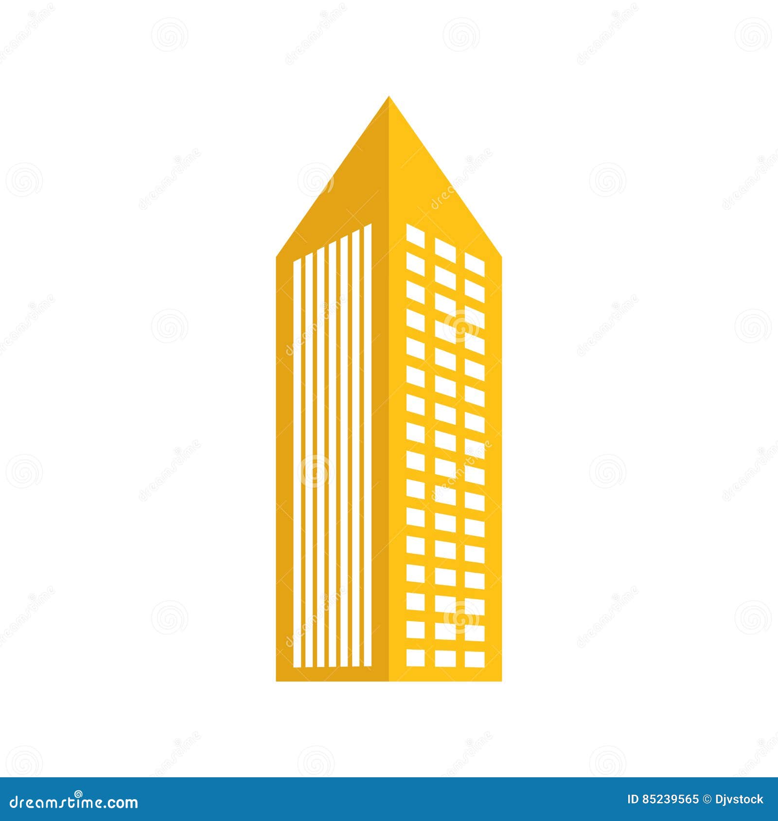 Yellow Building with Pointed Top Icon Stock Illustration - Illustration ...