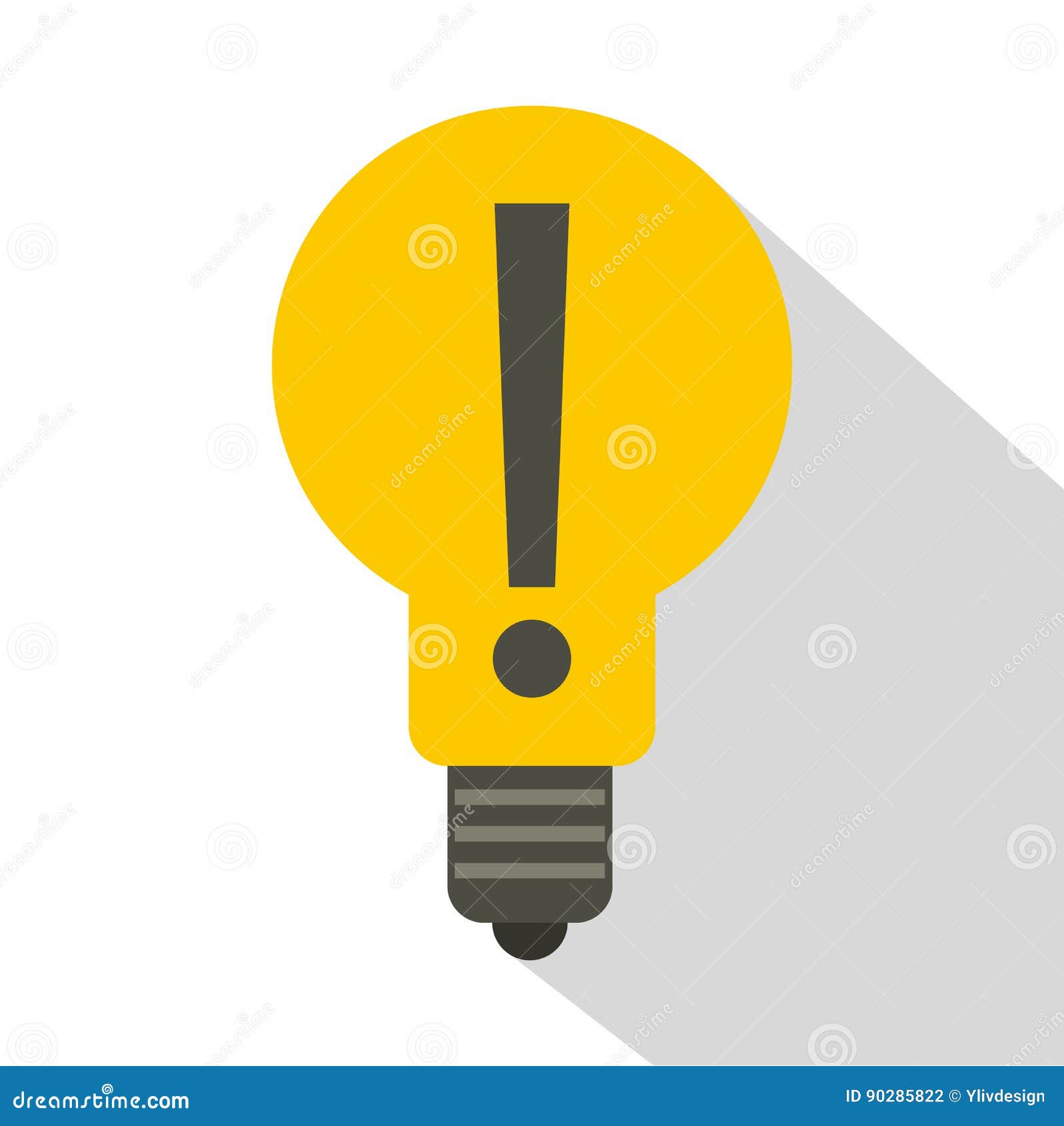 Yellow Bulb with Exclamation Mark Inside Icon Stock Vector ...