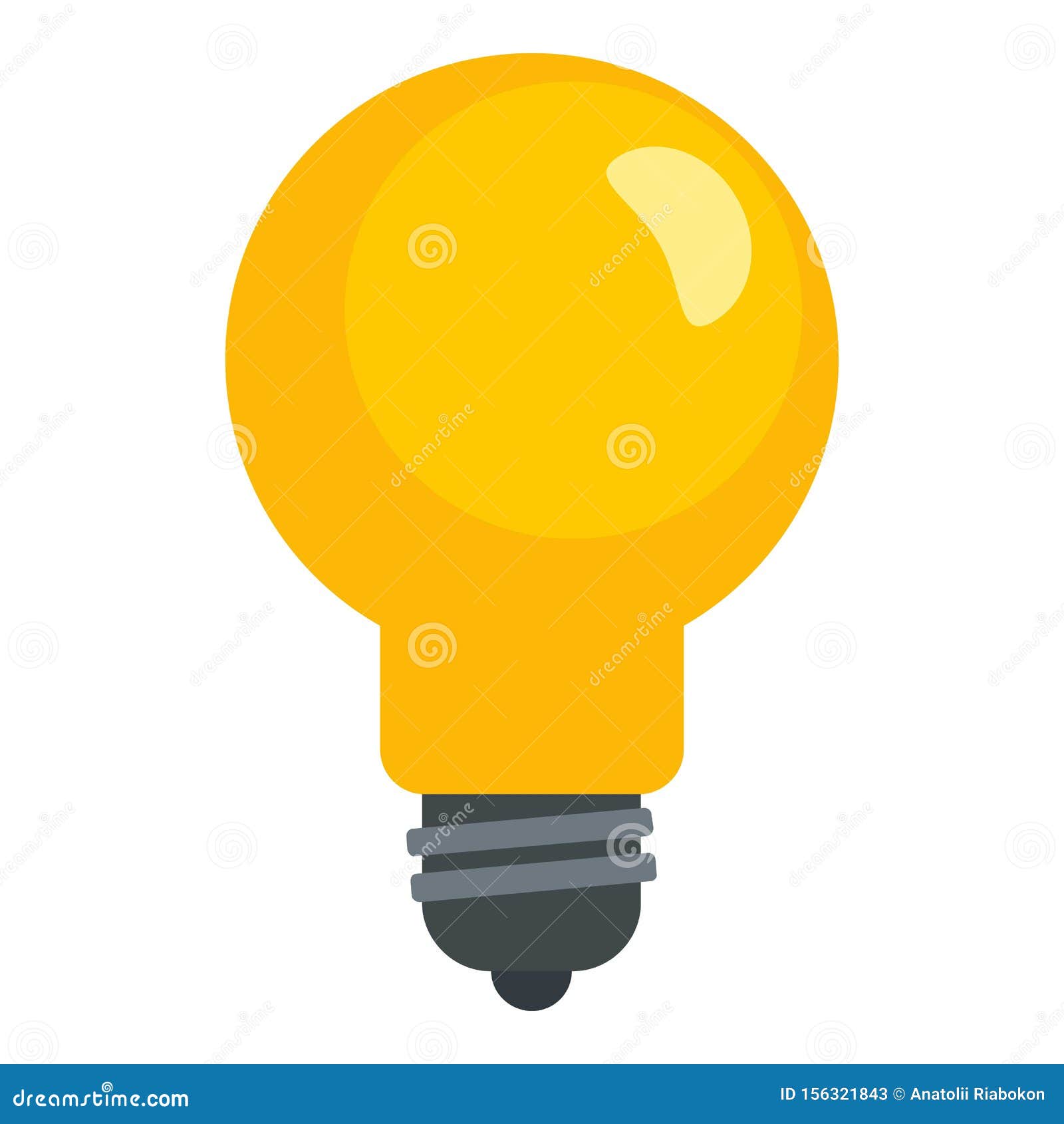 Yellow Bulb Icon, Flat Style Stock Vector - Illustration of environment ...