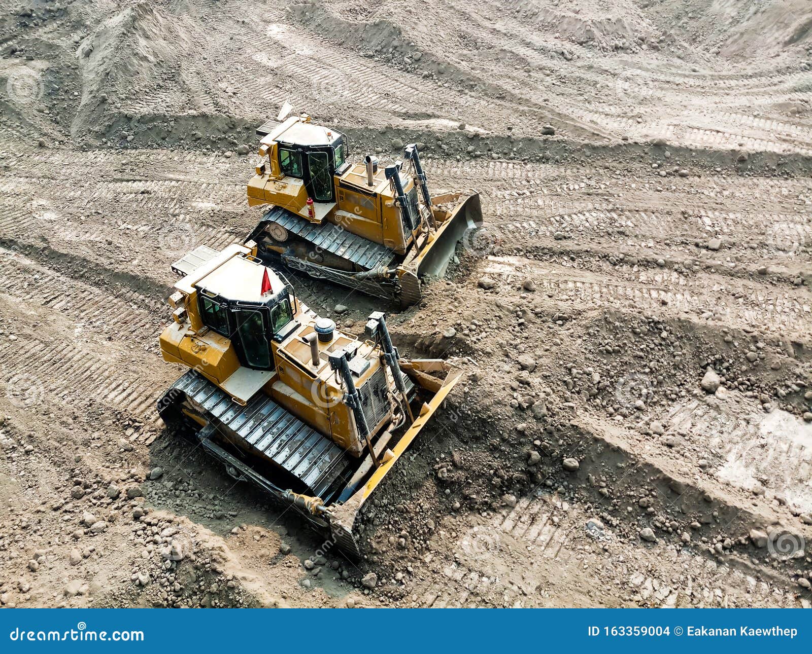 Dozer Working At Construction Site. Bulldozer For Land Clearing ...