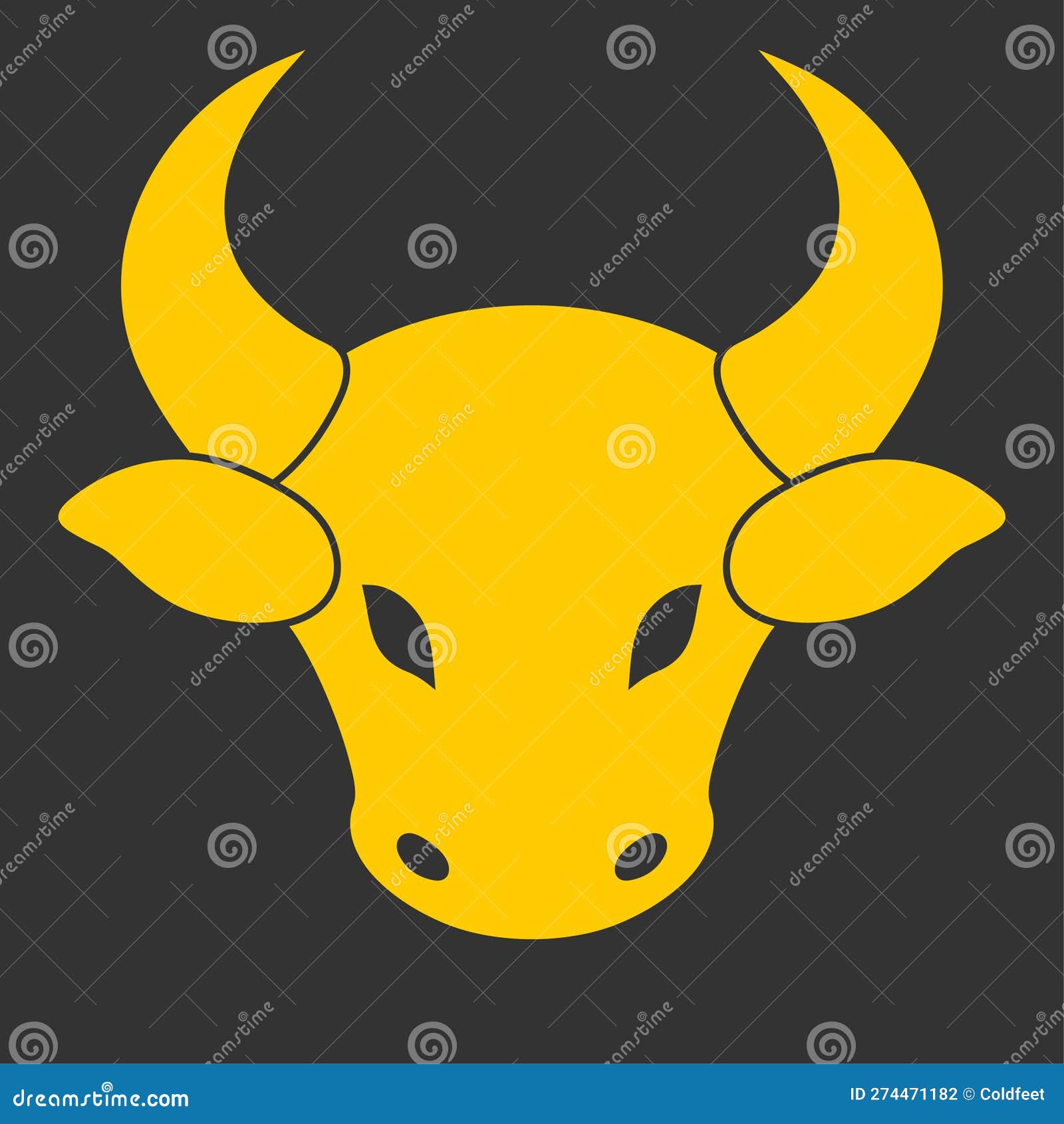 Bulls Head, Decor Drawing On Blue Background. Red And Gray Colors ...