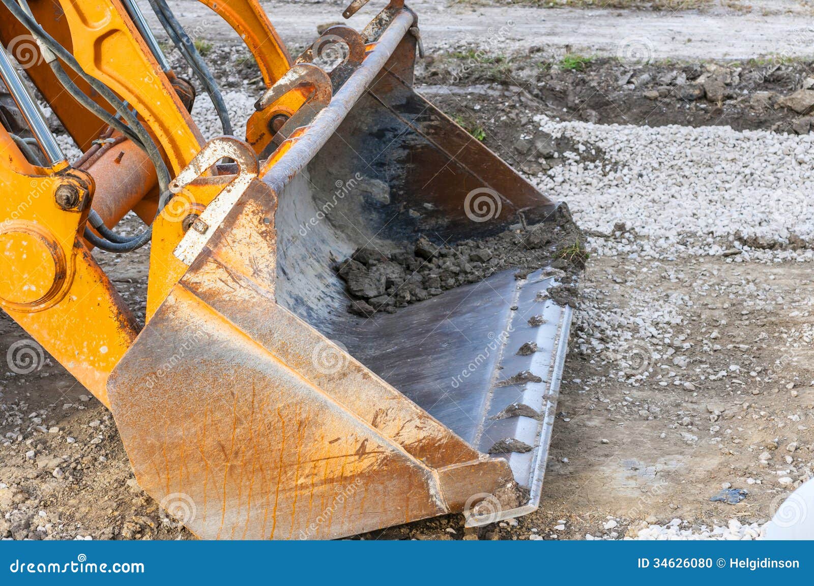 Yellow bulldozer bucket stock photo. Image of construction - 34626080