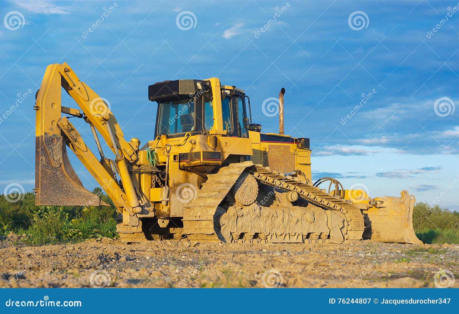 Yellow bulldozer stock image. Image of soil, heavy, transportation ...
