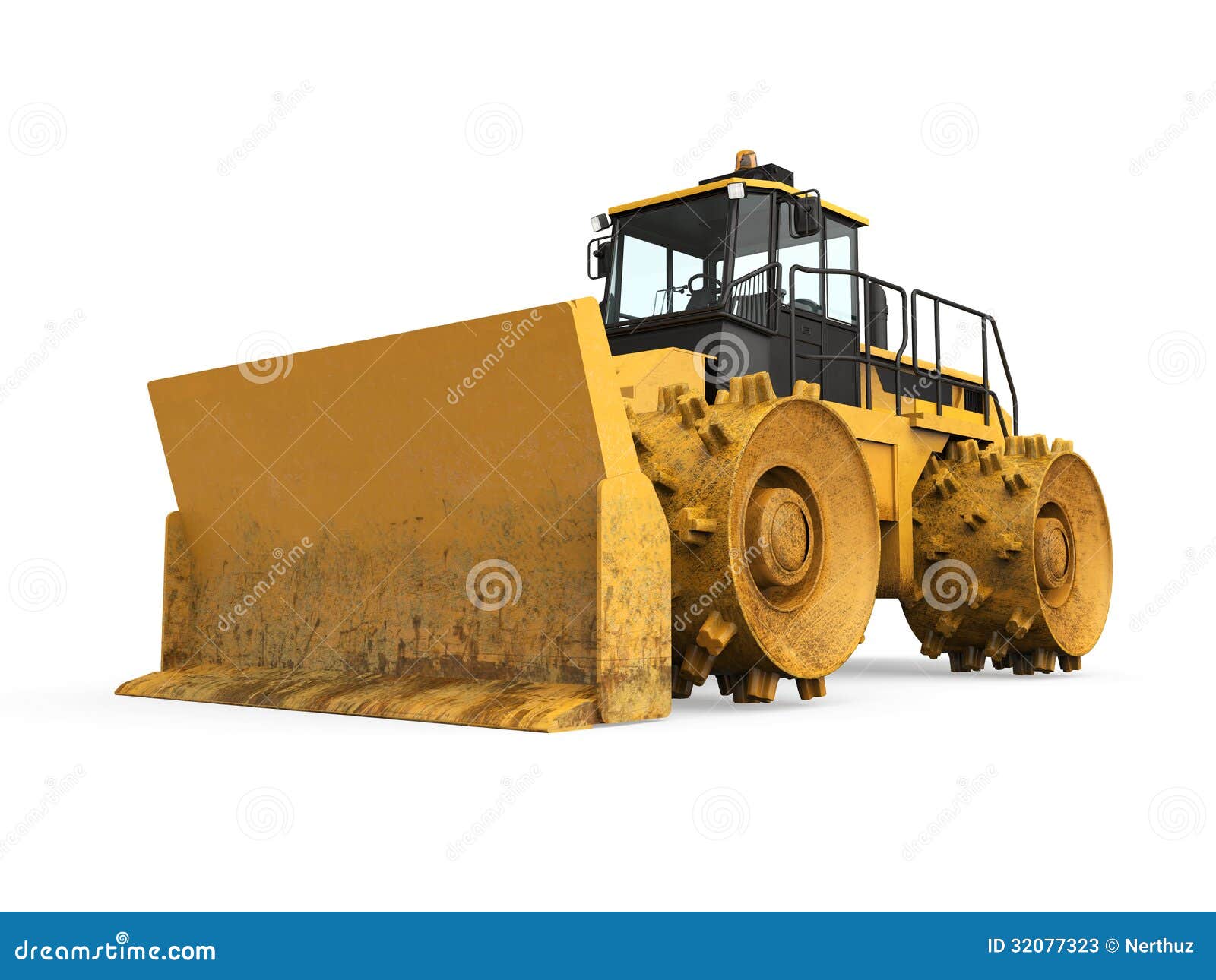 Yellow Bulldozer Isolated stock image. Image of excavation - 32077323
