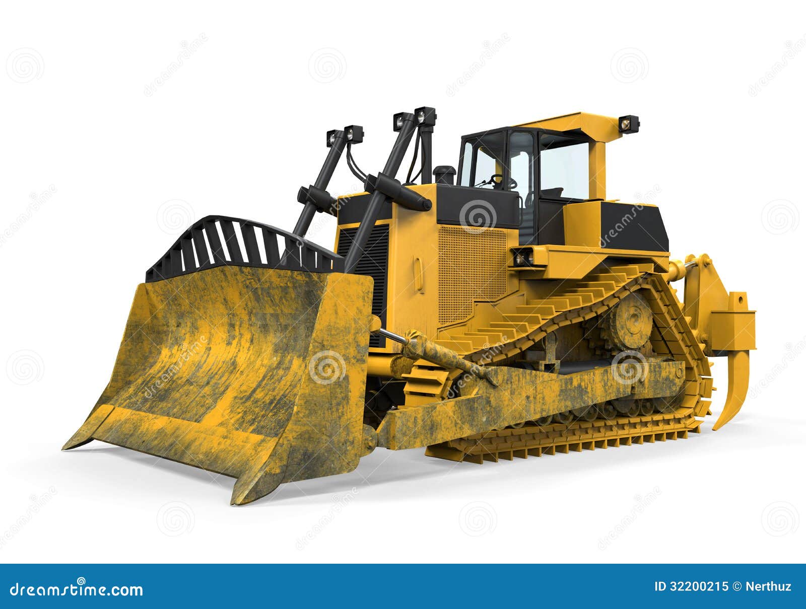 Yellow Bulldozer At Construction Site. Modern Isometric Construction ...