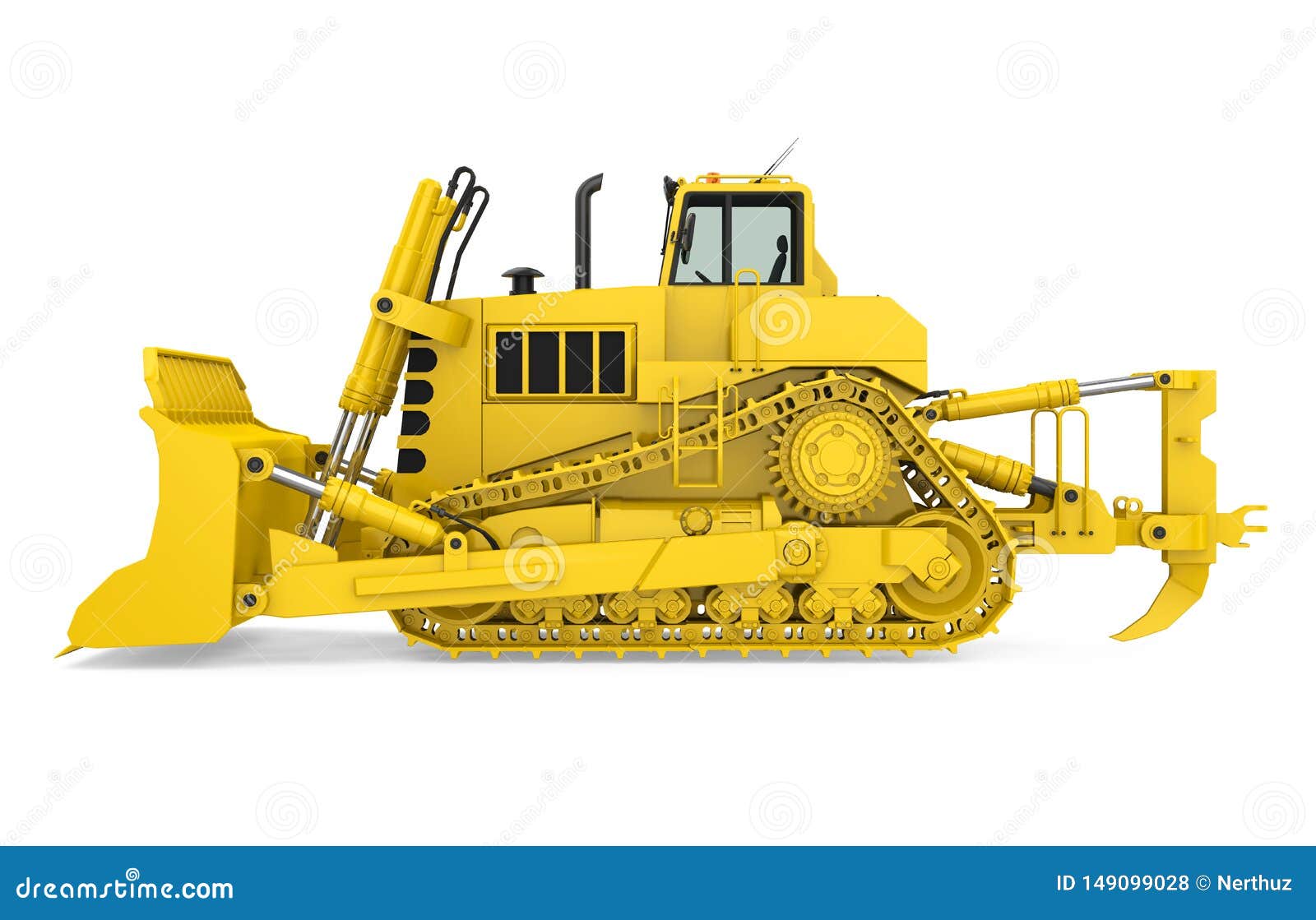 Yellow Bulldozer Isolated stock illustration. Illustration of power ...