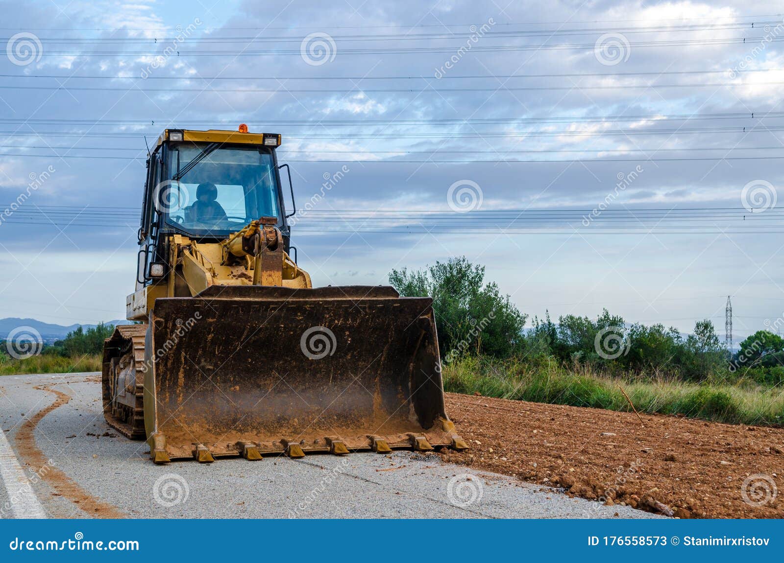 Yellow Bulldozer work stock image. Image of machinery - 176558573