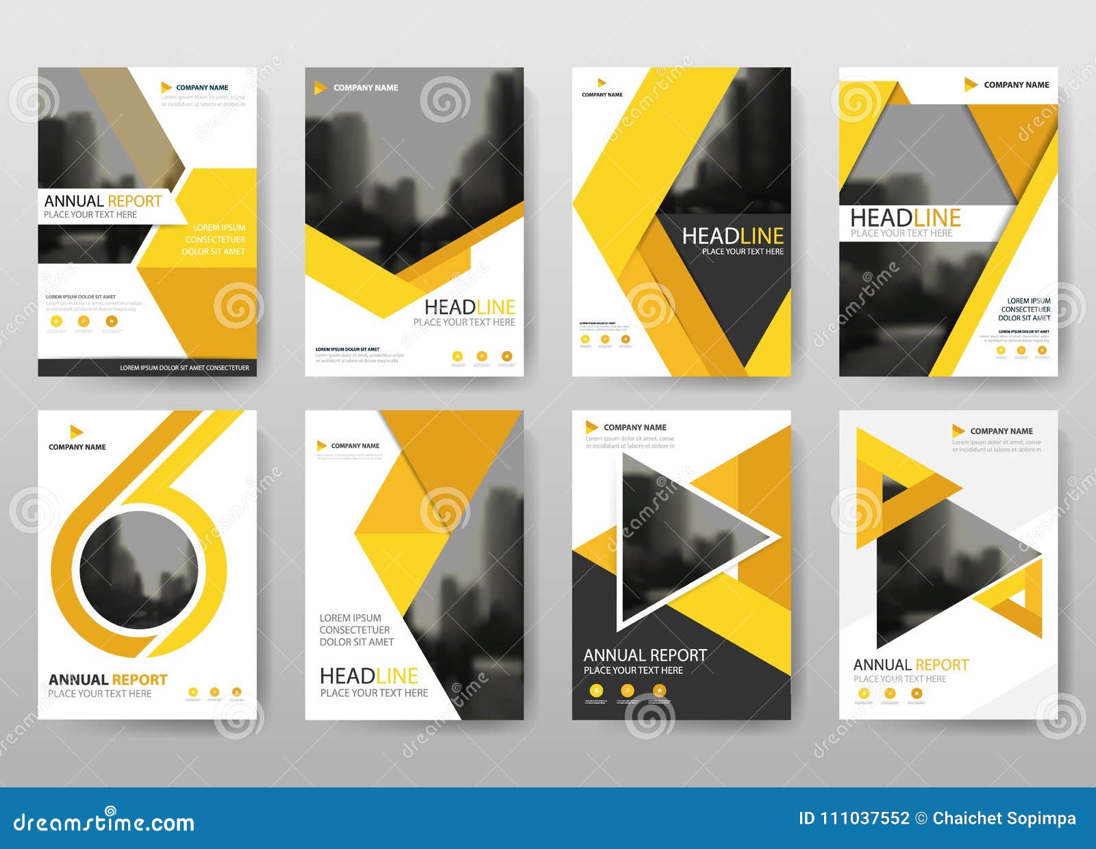 Yellow Bundle Annual Report Brochure Flyer Design Template Vector ...