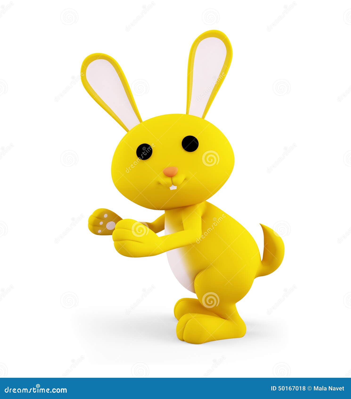 Yellow Bunny with Presenting Pose Stock Illustration - Illustration of ...