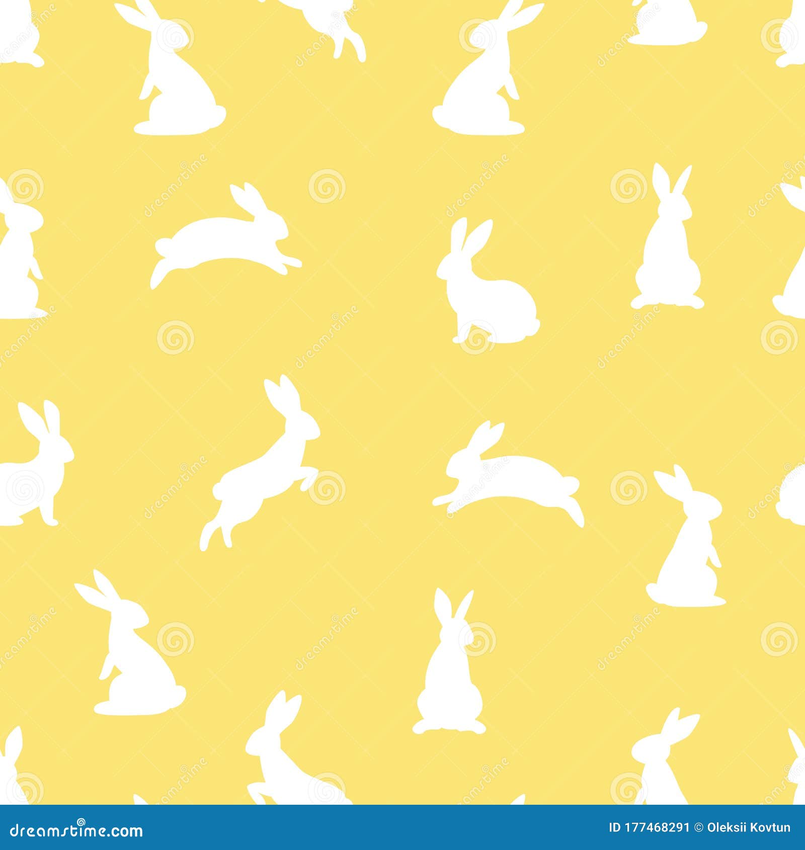 Yellow Bunny Seamless Pattern. Rabbits Silhouettes Stock Illustration ...