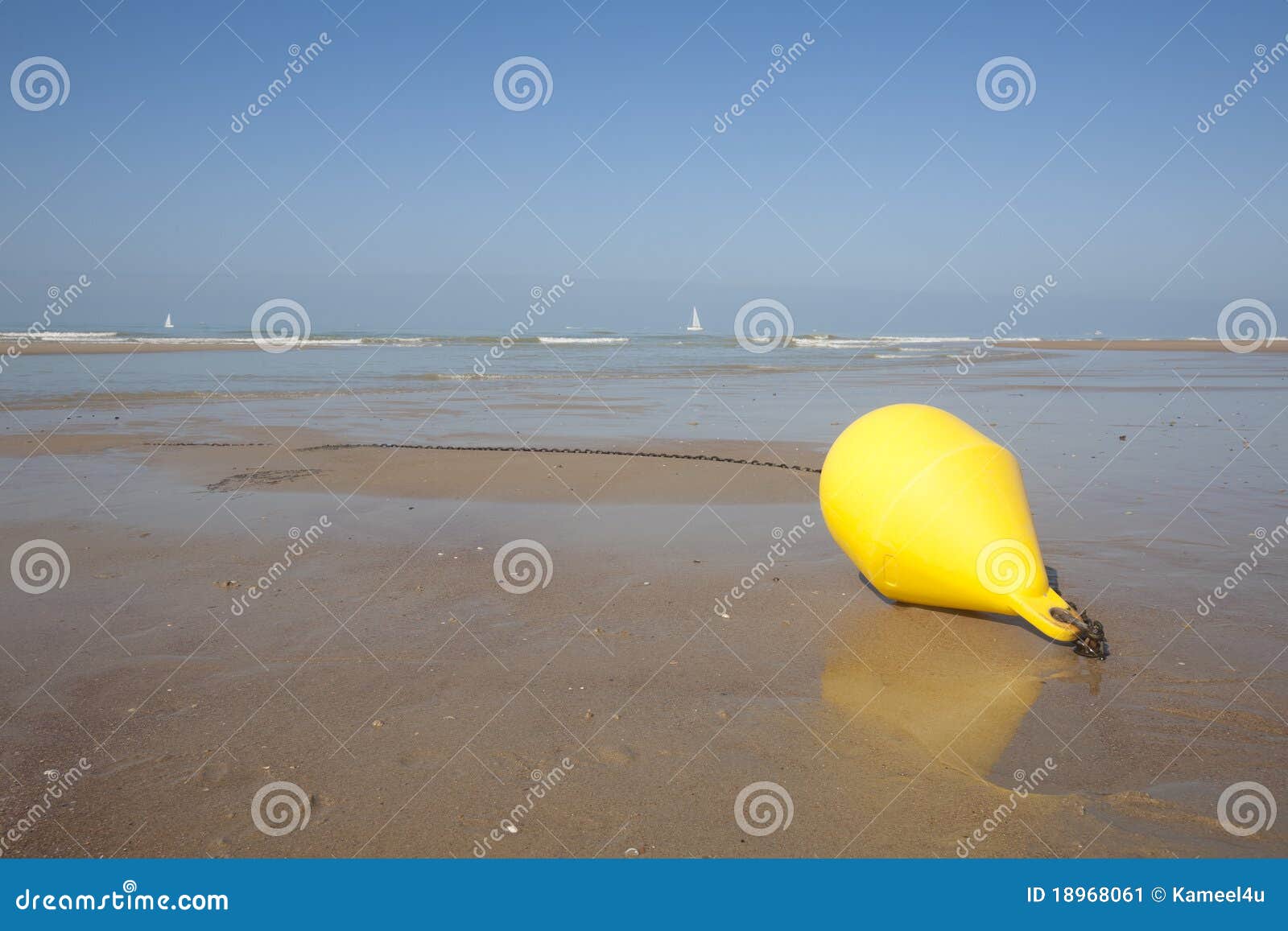 Yellow buoy at the beach stock image. Image of voyage - 18968061