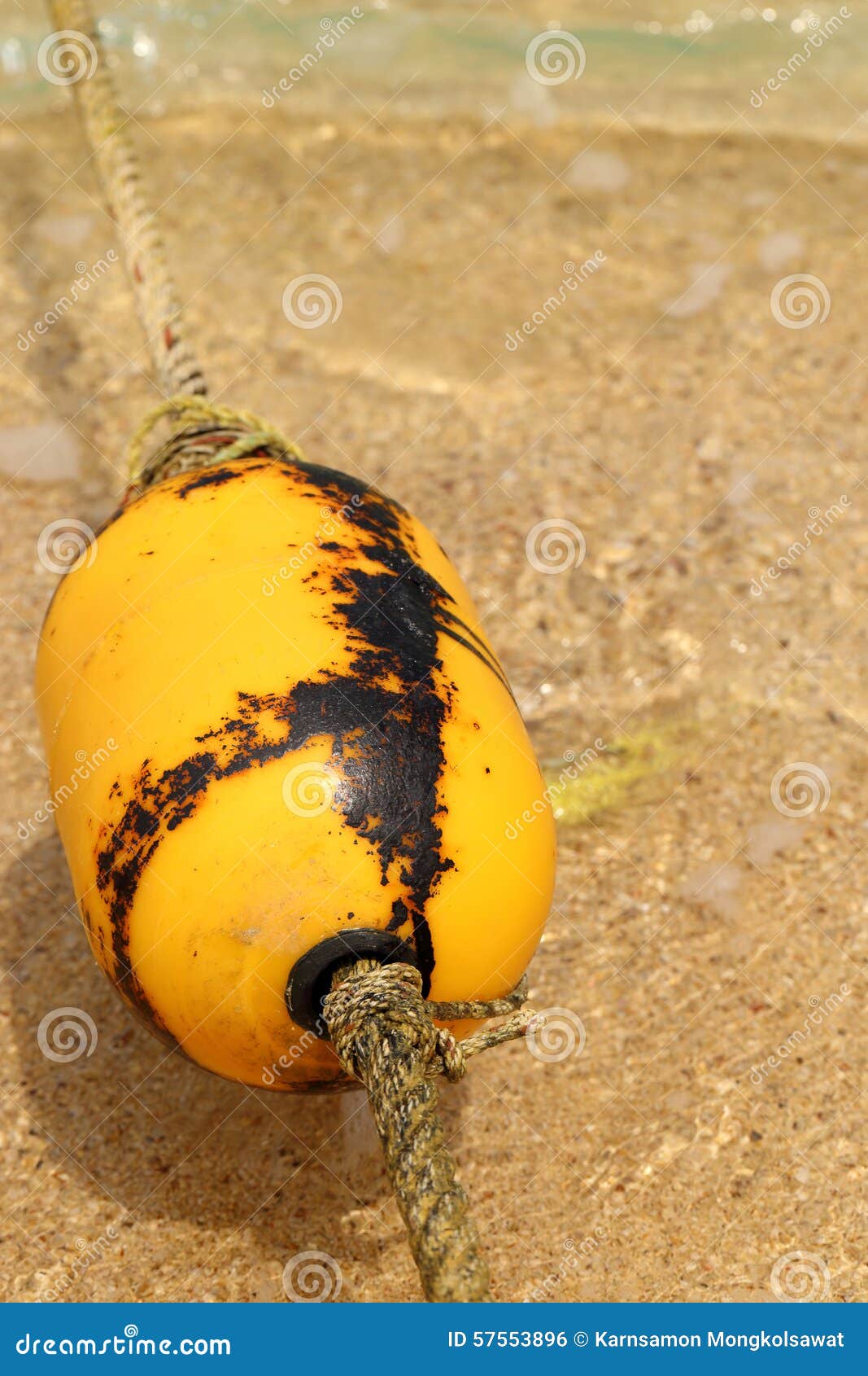 Yellow Buoy Rope on Sea Beach Stock Photo - Image of sandy, harbor ...