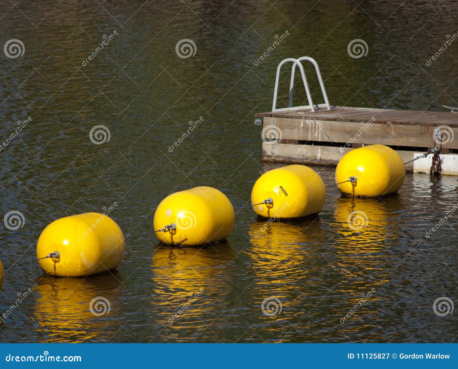 Yellow Buoys and Wooden Dock Stock Image - Image of marine, wooden ...