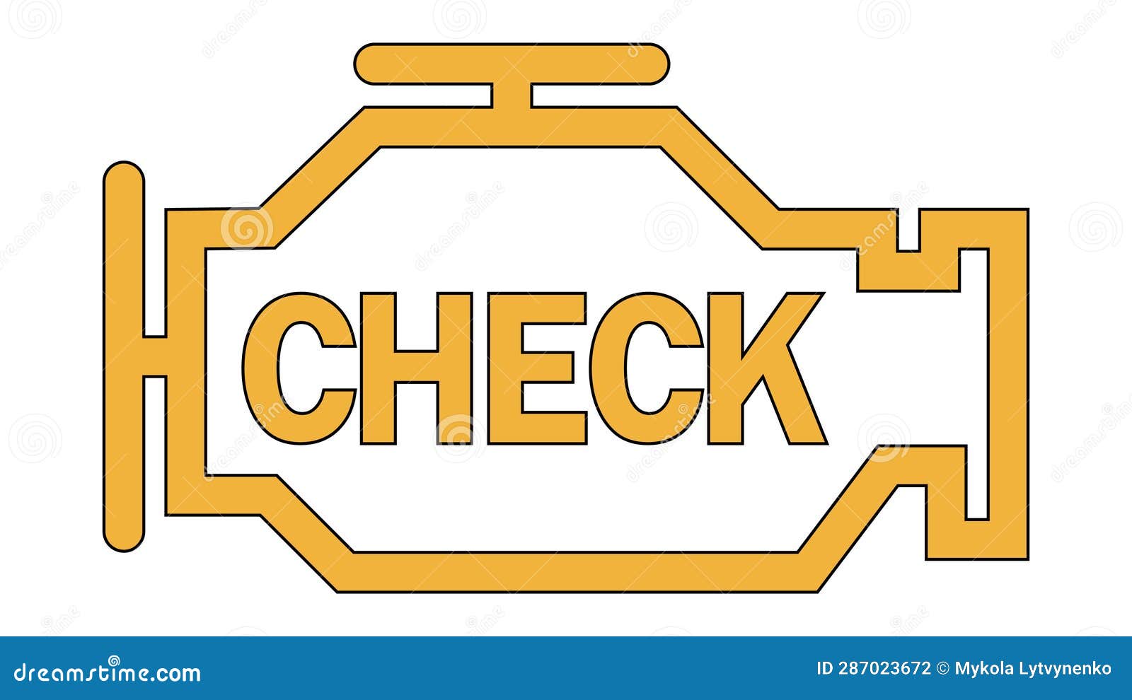 Yellow Burning Engine Error Sign on Car Dashboard, Check Engine Stock ...
