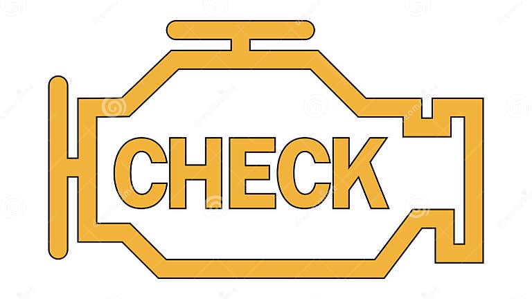 Yellow Burning Engine Error Sign on Car Dashboard, Check Engine Stock ...