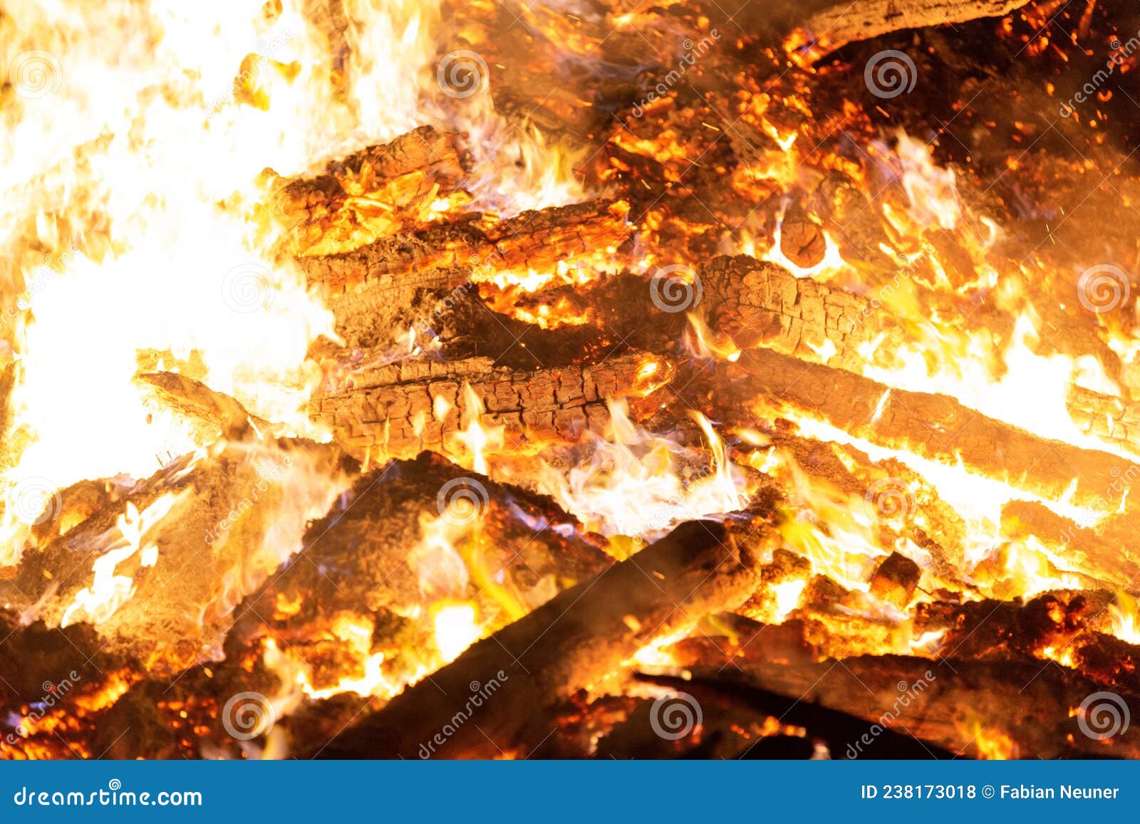 Yellow Burning Wood Fire with Glowing Coals Stock Photo - Image of ...