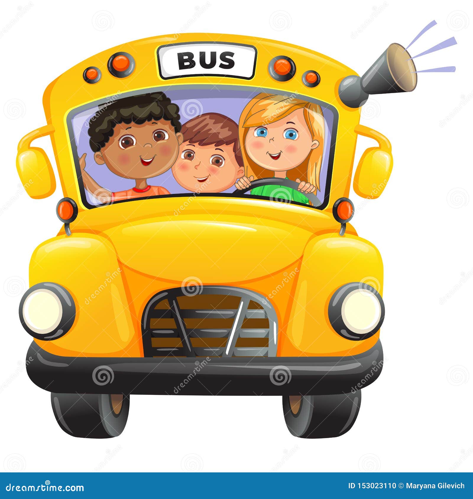 Yellow bus with kids stock vector. Illustration of kids - 153023110