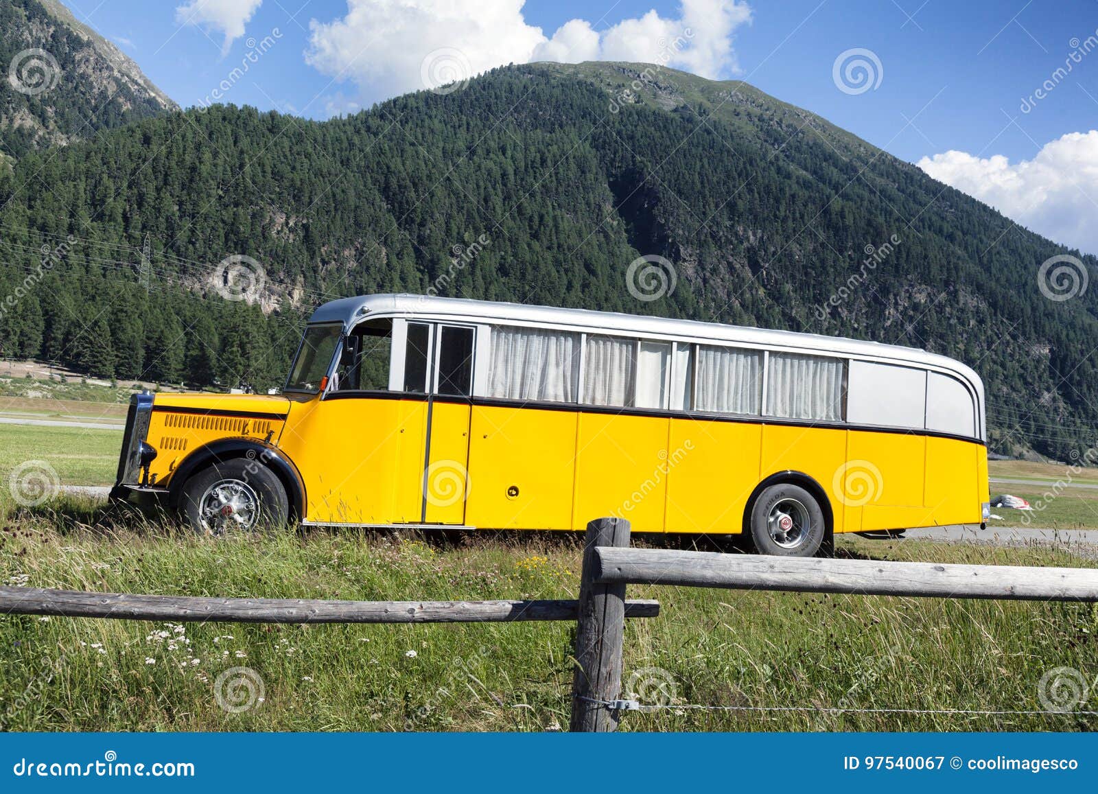 A Yellow Bus in the Mountains Editorial Photography - Image of travel ...