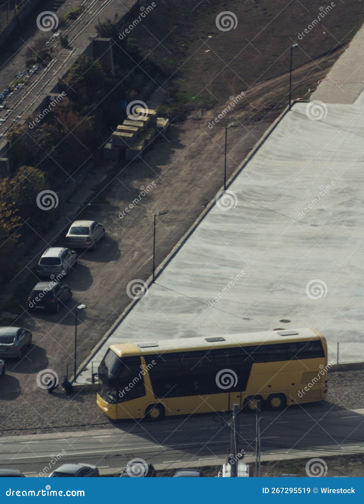 A parked yellow bus. stock image. Image of vertical - 267295519