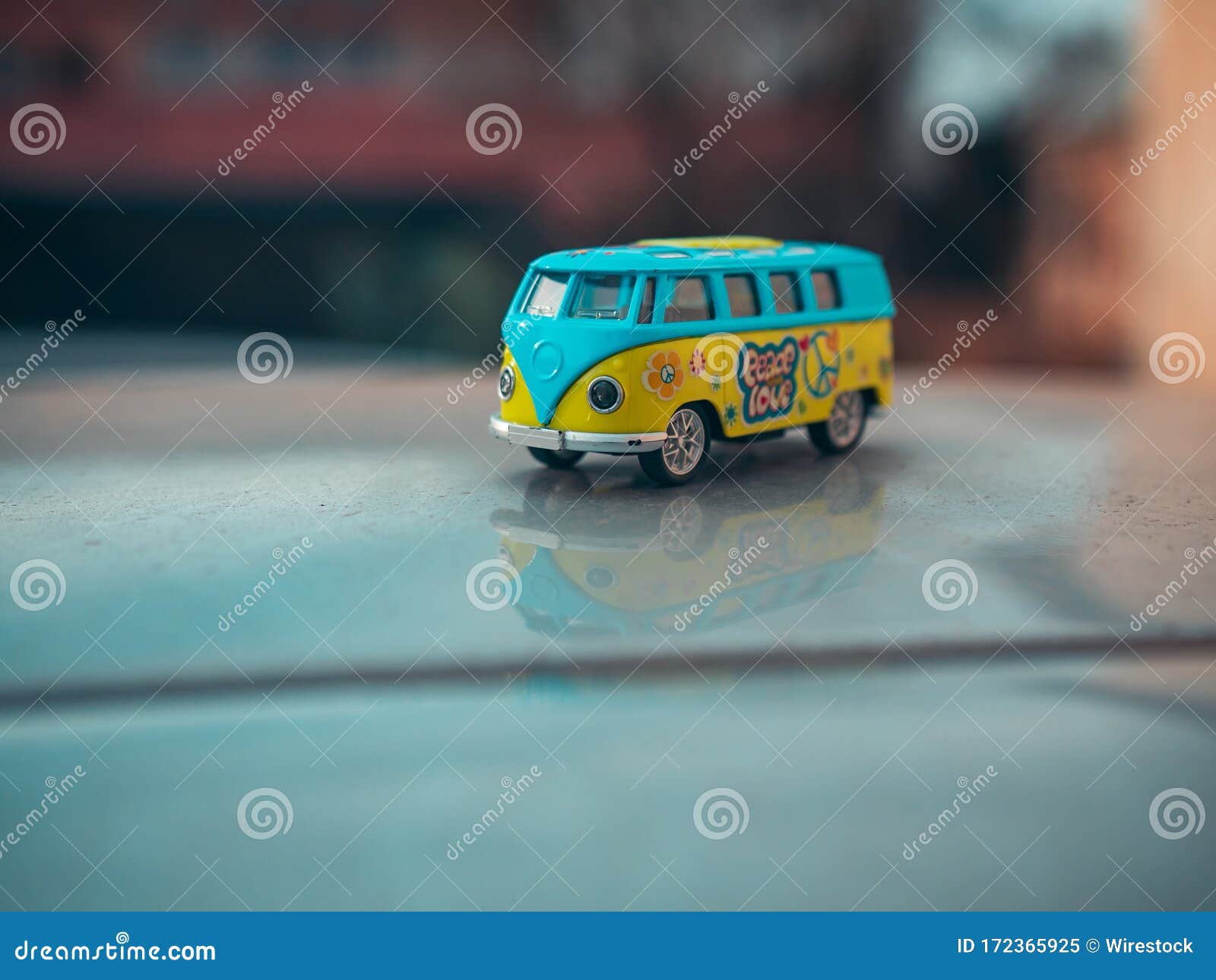 Yellow Bus with Peace and Love Sticker on it Stock Image - Image of ...