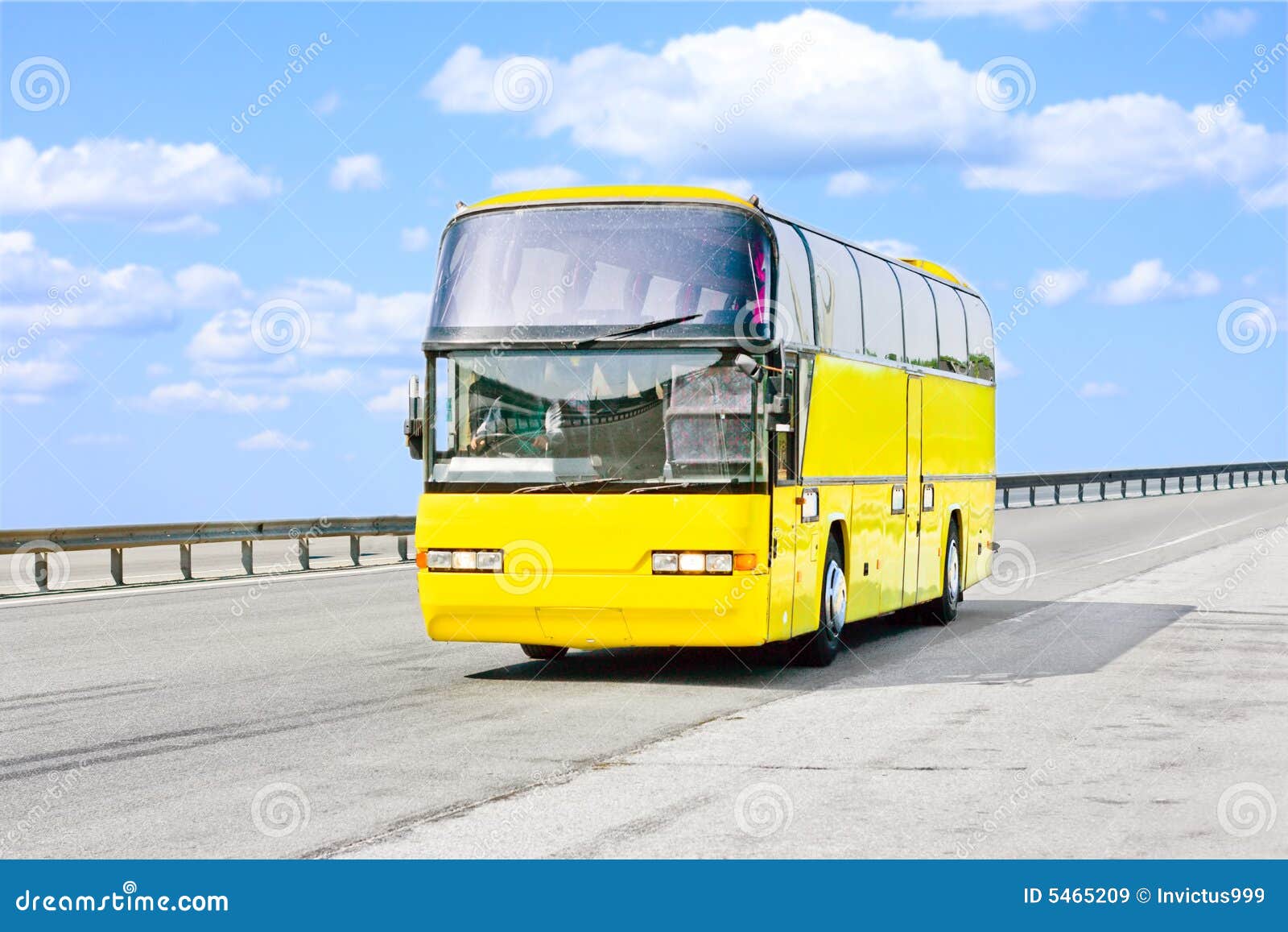 Yellow bus on road stock image. Image of back, green, journey - 5465209