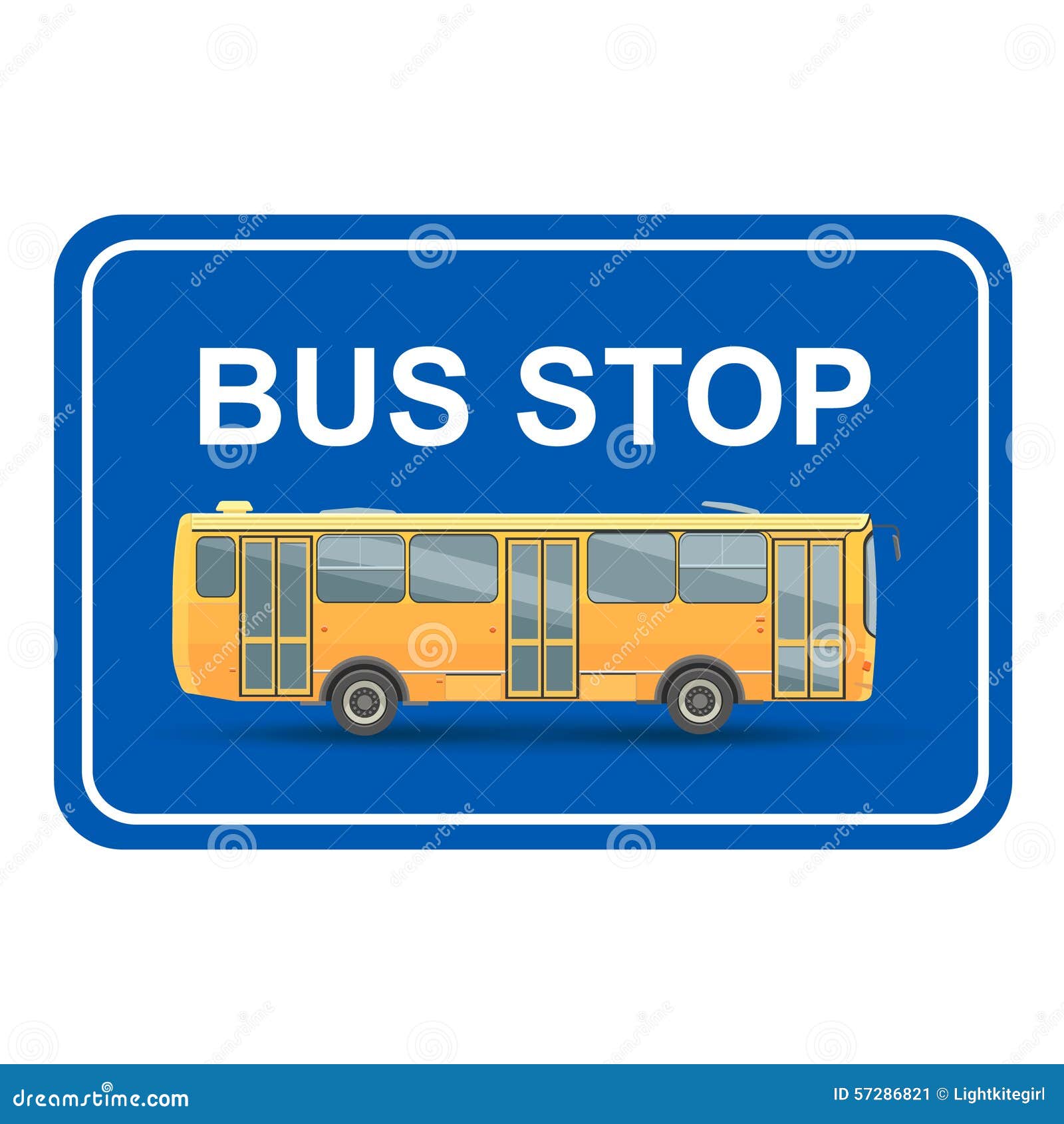 Yellow Bus Stop Blue Sign . Vector Stock Vector - Illustration of ...