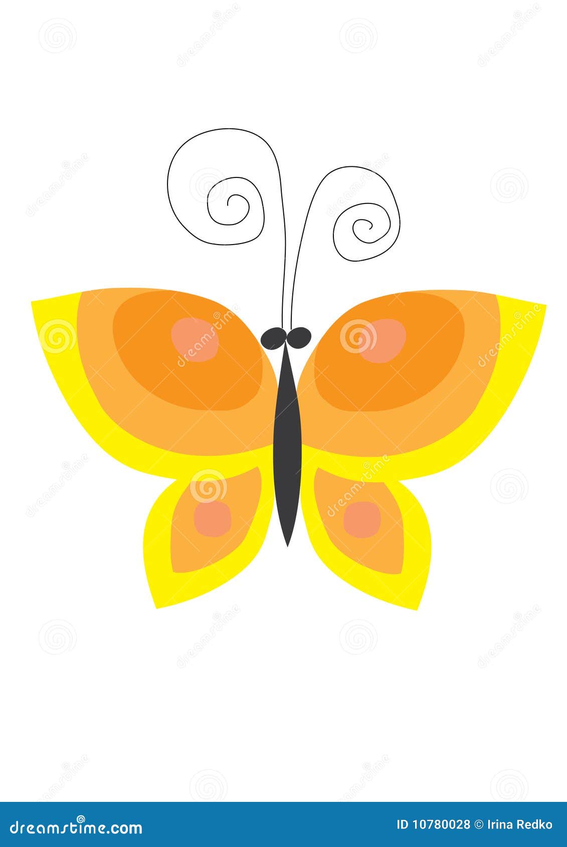 Yellow butterfly stock illustration. Illustration of season - 10780028