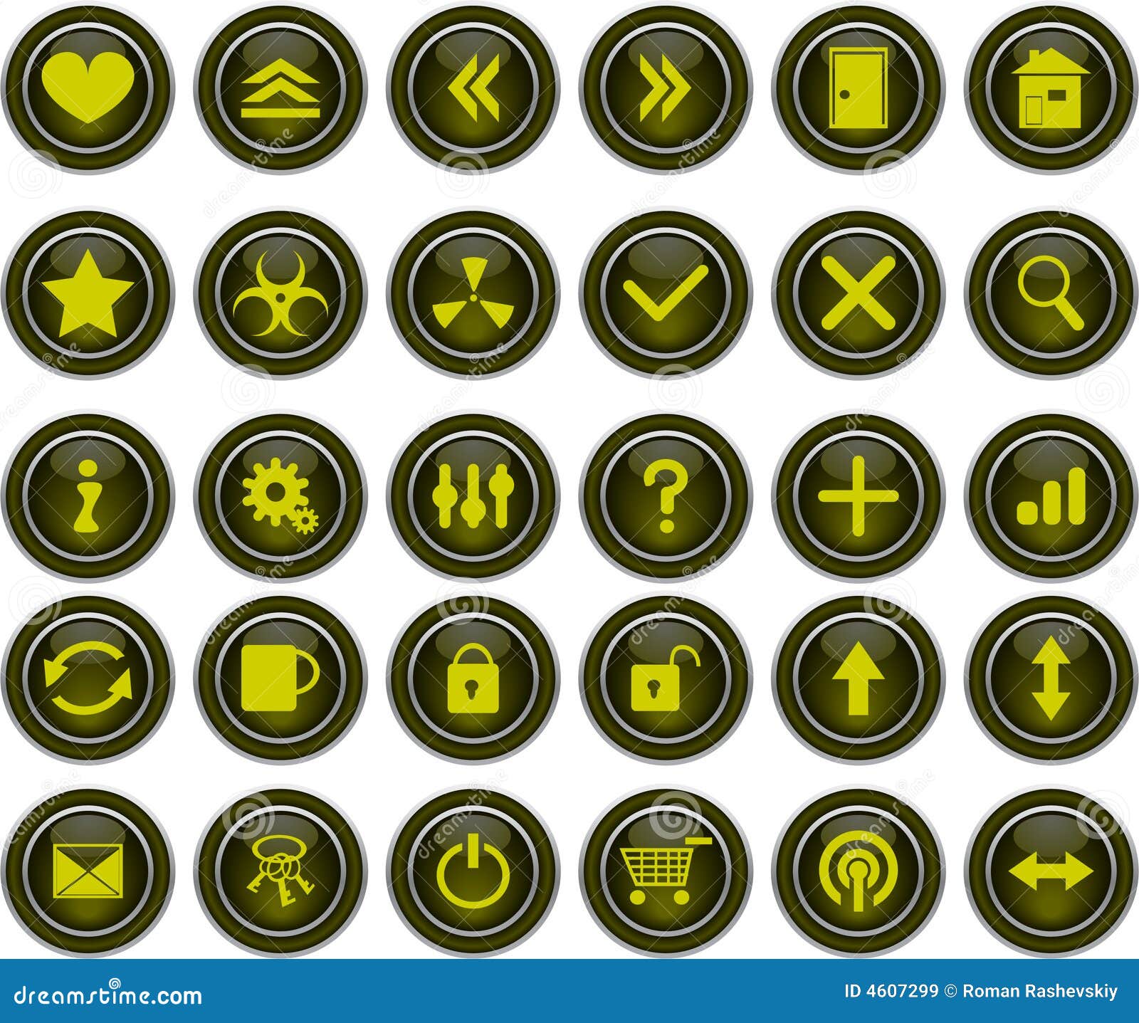 Yellow button stock vector. Illustration of colored, plastic - 4607299