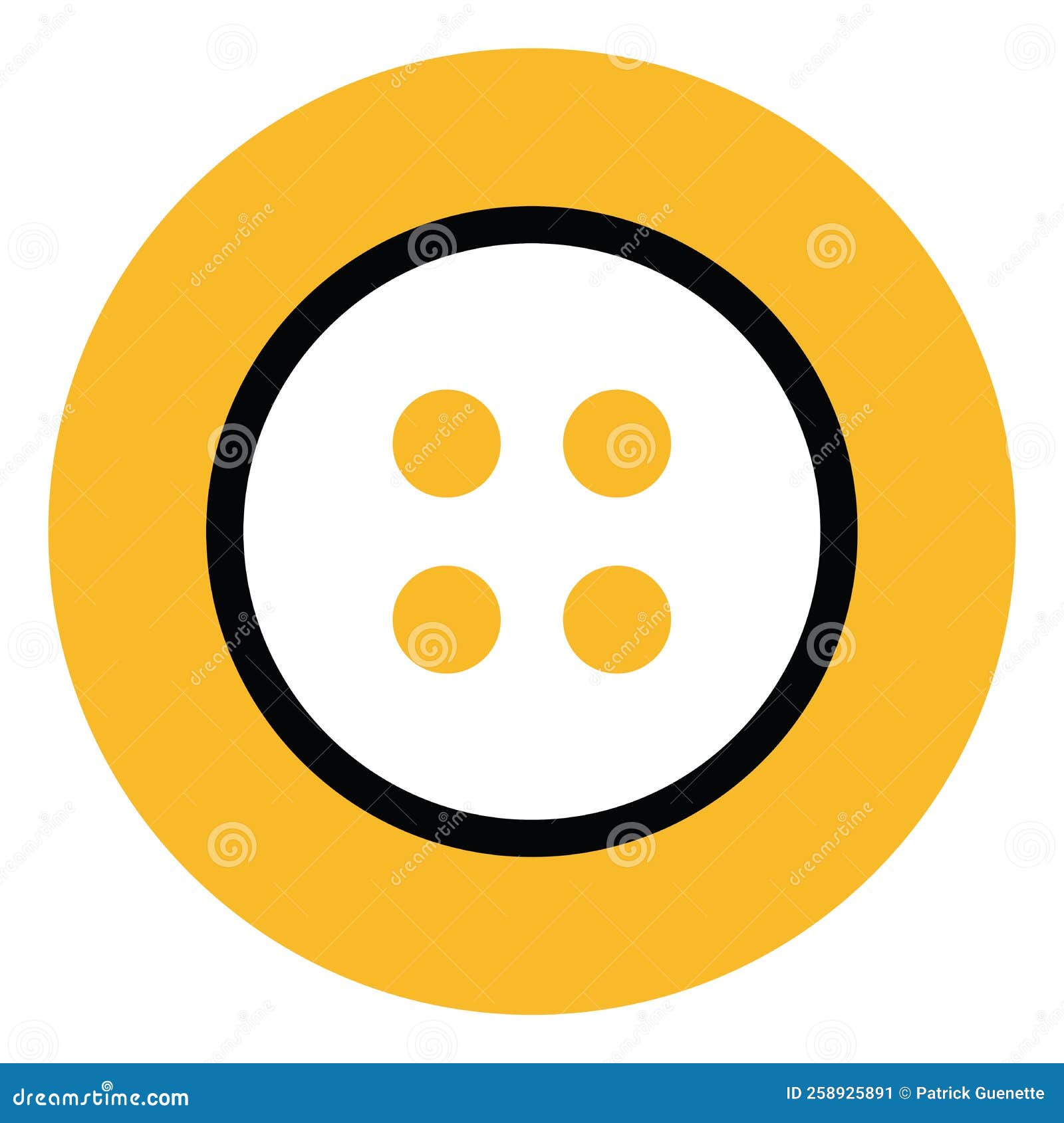 Yellow button, icon stock vector. Illustration of sports - 258925891