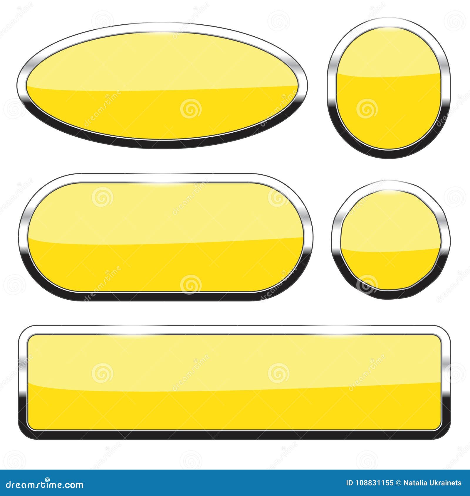 Yellow buttons set stock vector. Illustration of square - 108831155