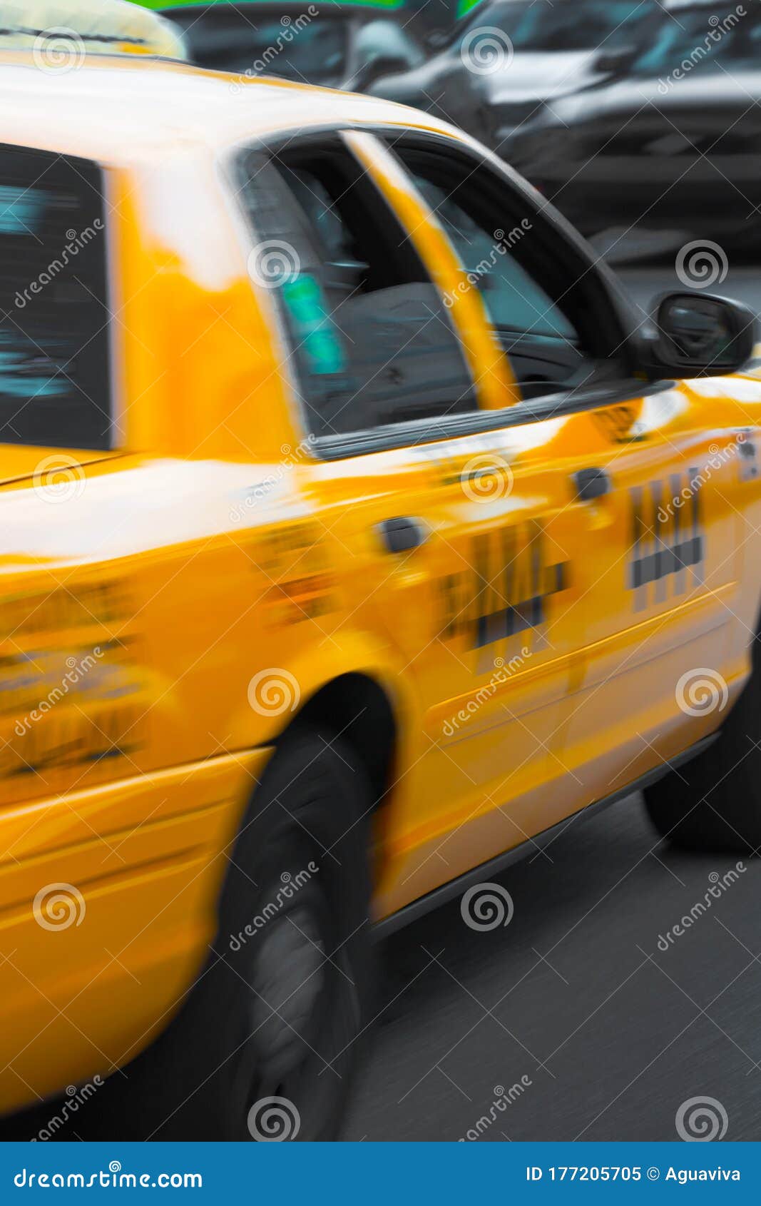 Yellow Cab in Move on the Road Stock Image - Image of street, road ...