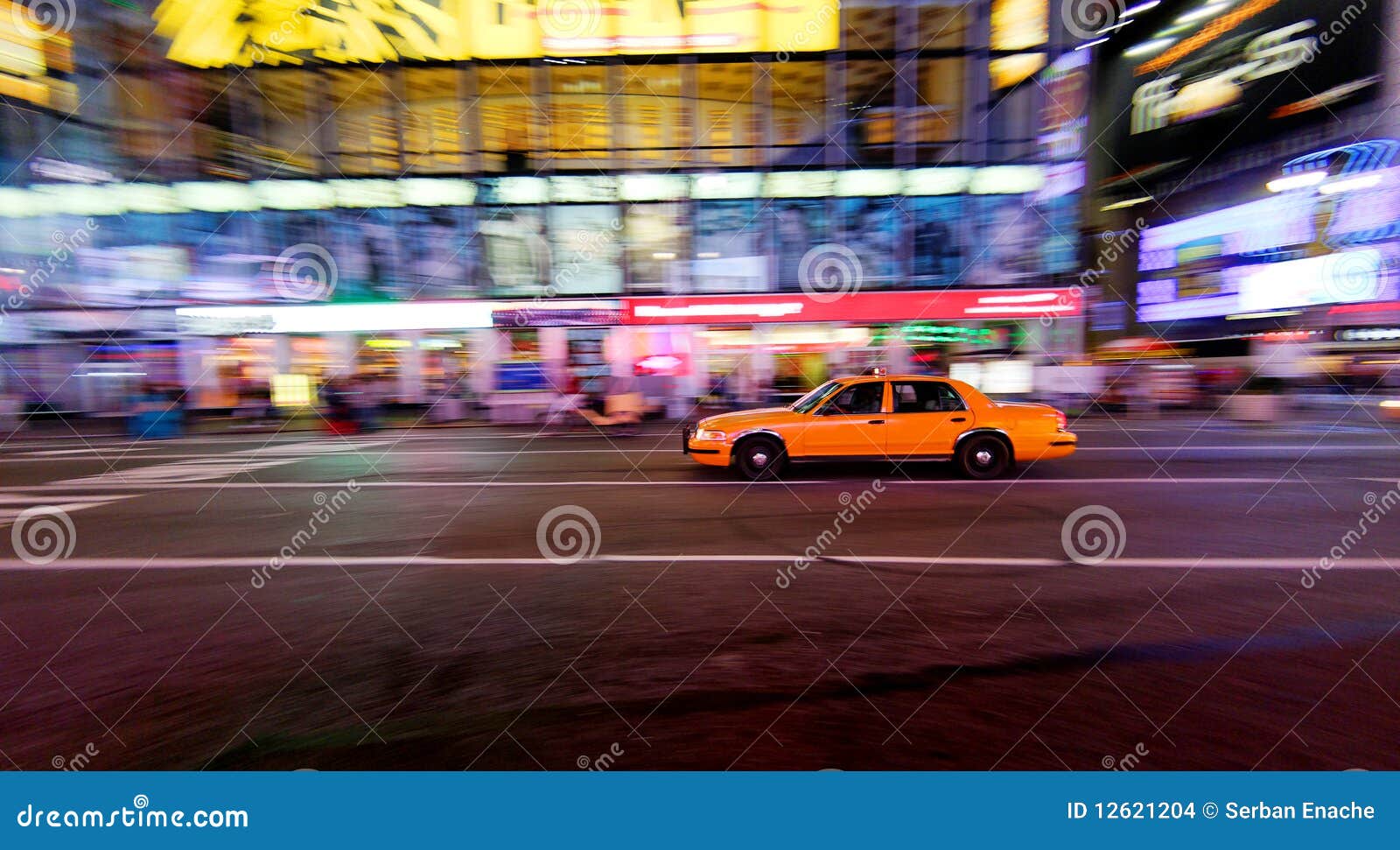 Yellow cab moving fast stock photo. Image of street, abstract - 12621204