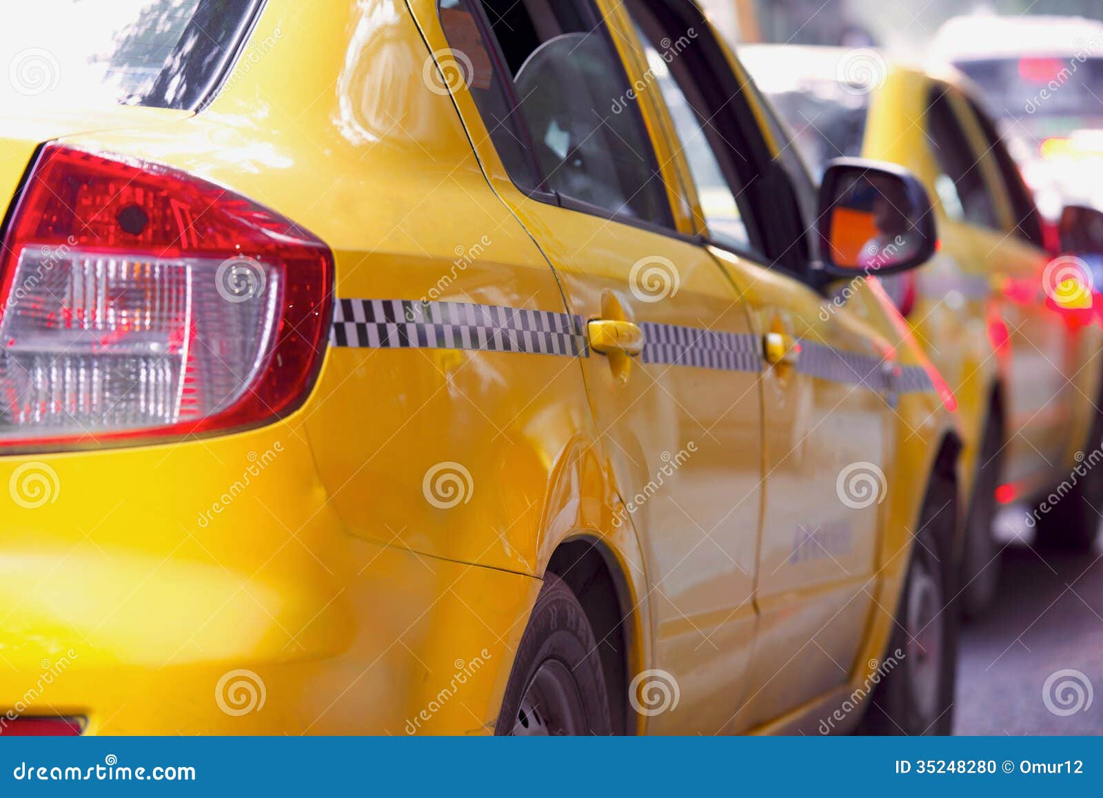Yellow cab taxi stock photo. Image of background, city - 35248280
